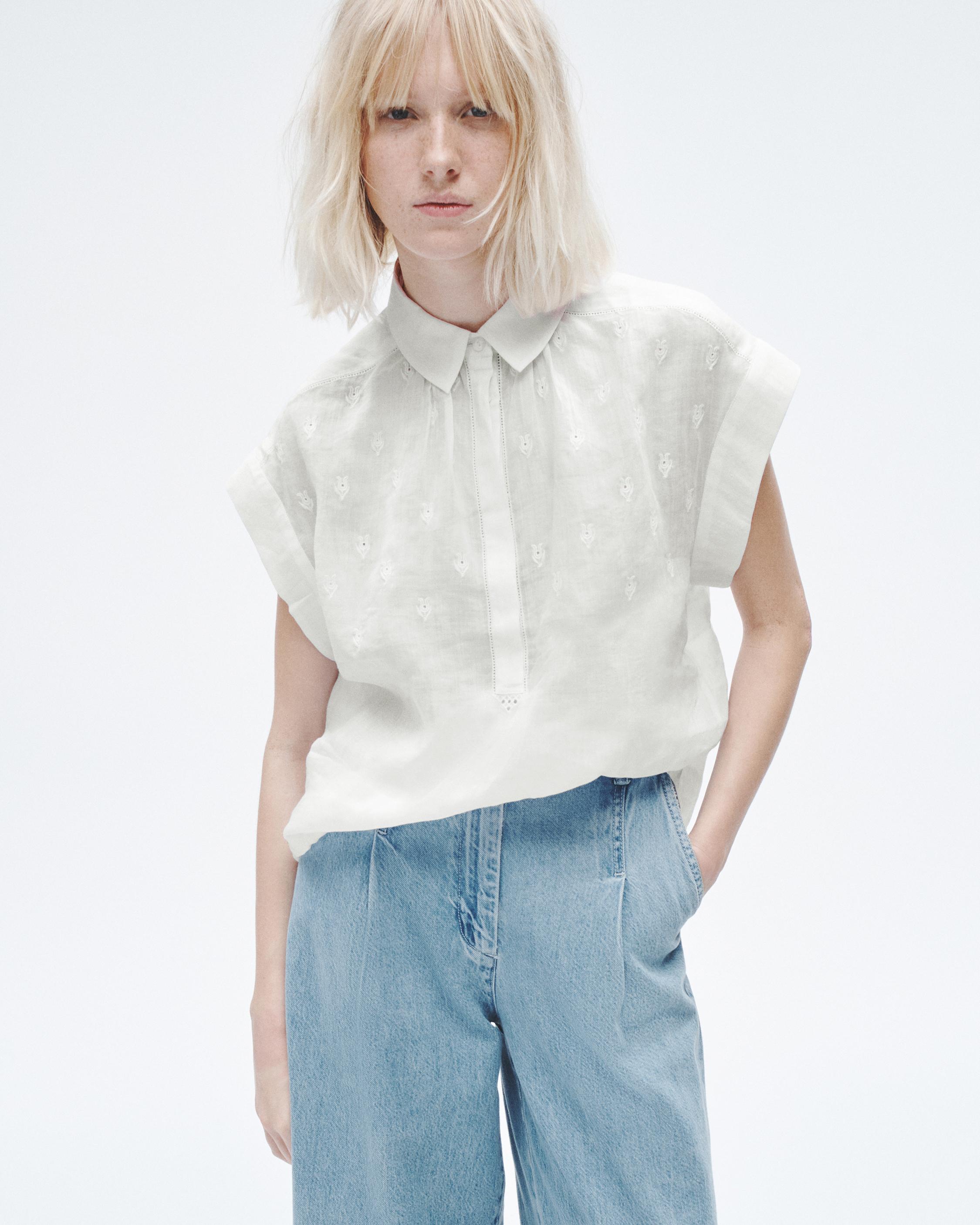 Robin Ramie Embroidered Top - White | rag & bone