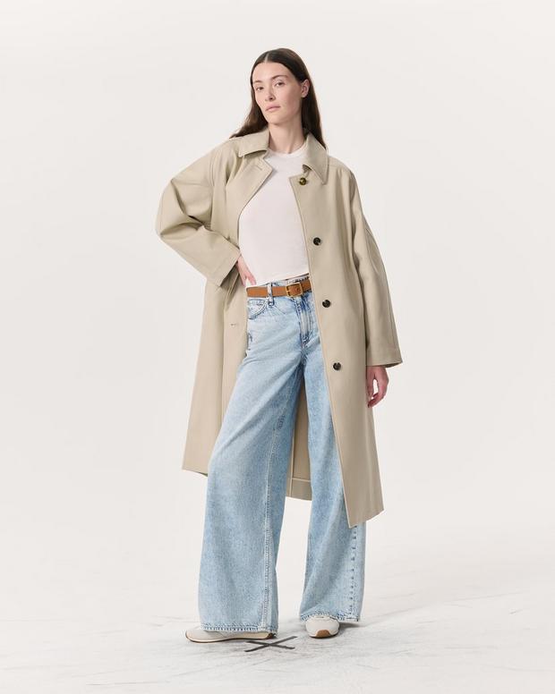 Henrietta Oversized Italian Cotton Trench Coat - Light Beige Henrietta Oversized Italian Cotton Trench Coat - Light Beige