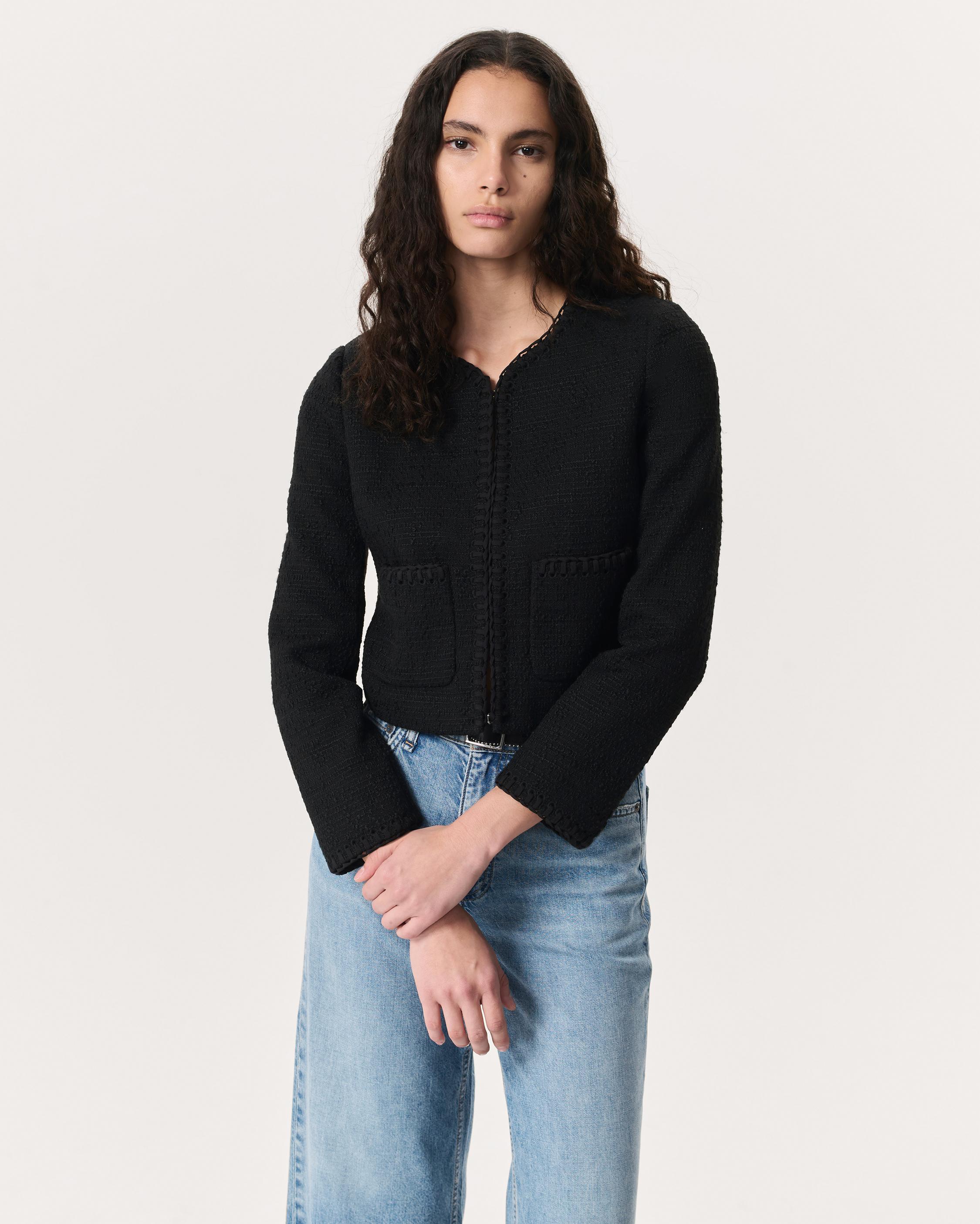 Cheyenne Whipstitch-Trimmed Tweed Lady Jacket - Black | rag & bone