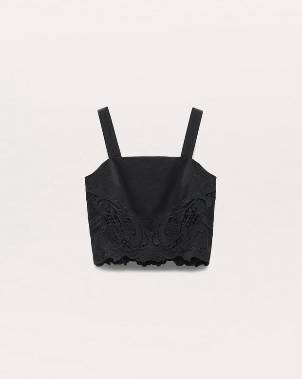 Clem Lace-Trim Poplin Tank Top - Black | rag & bone Clem Lace-Trim Poplin Tank Top - Black | rag & bone