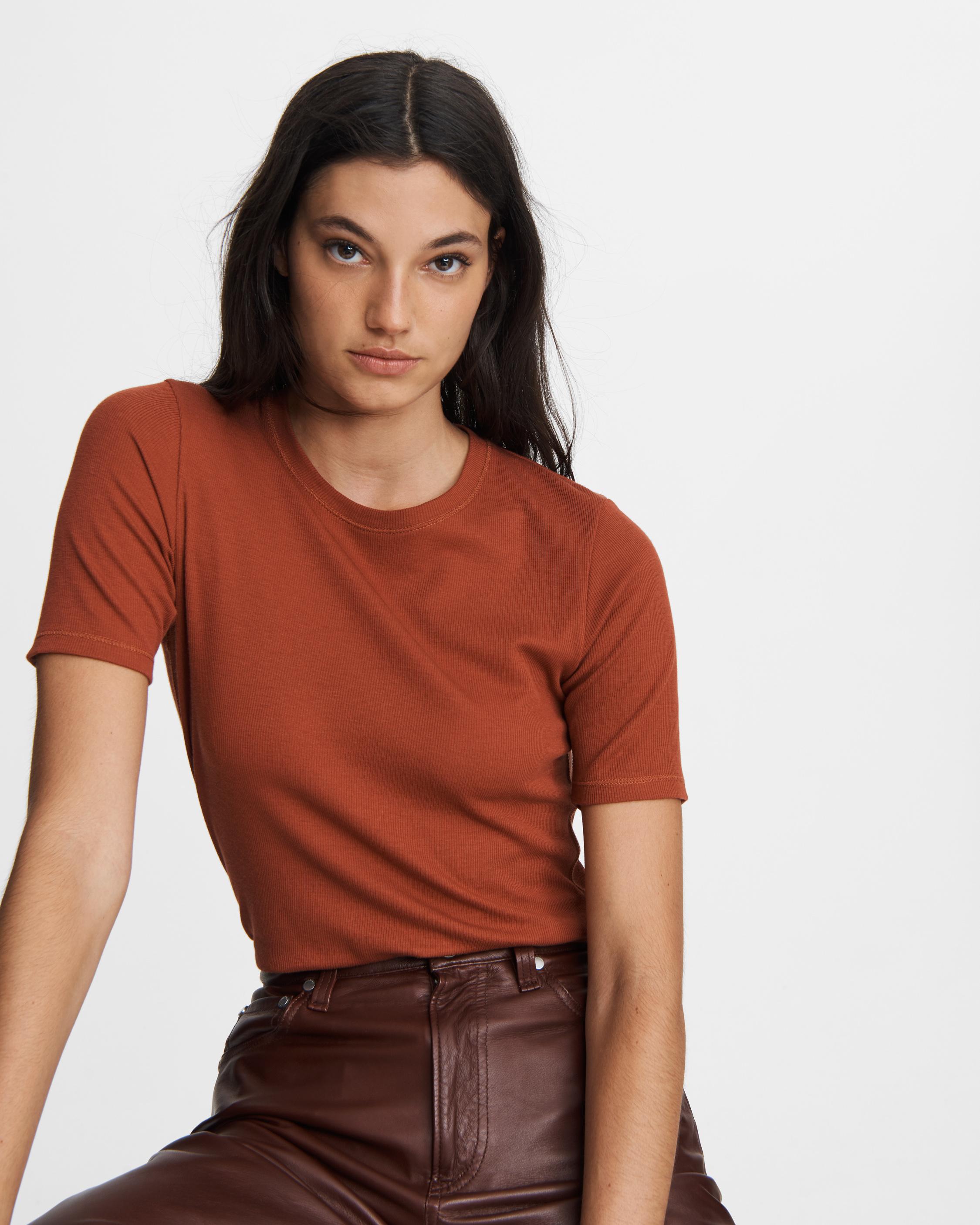 The Rib Slim Tee - Warm Red | rag & bone