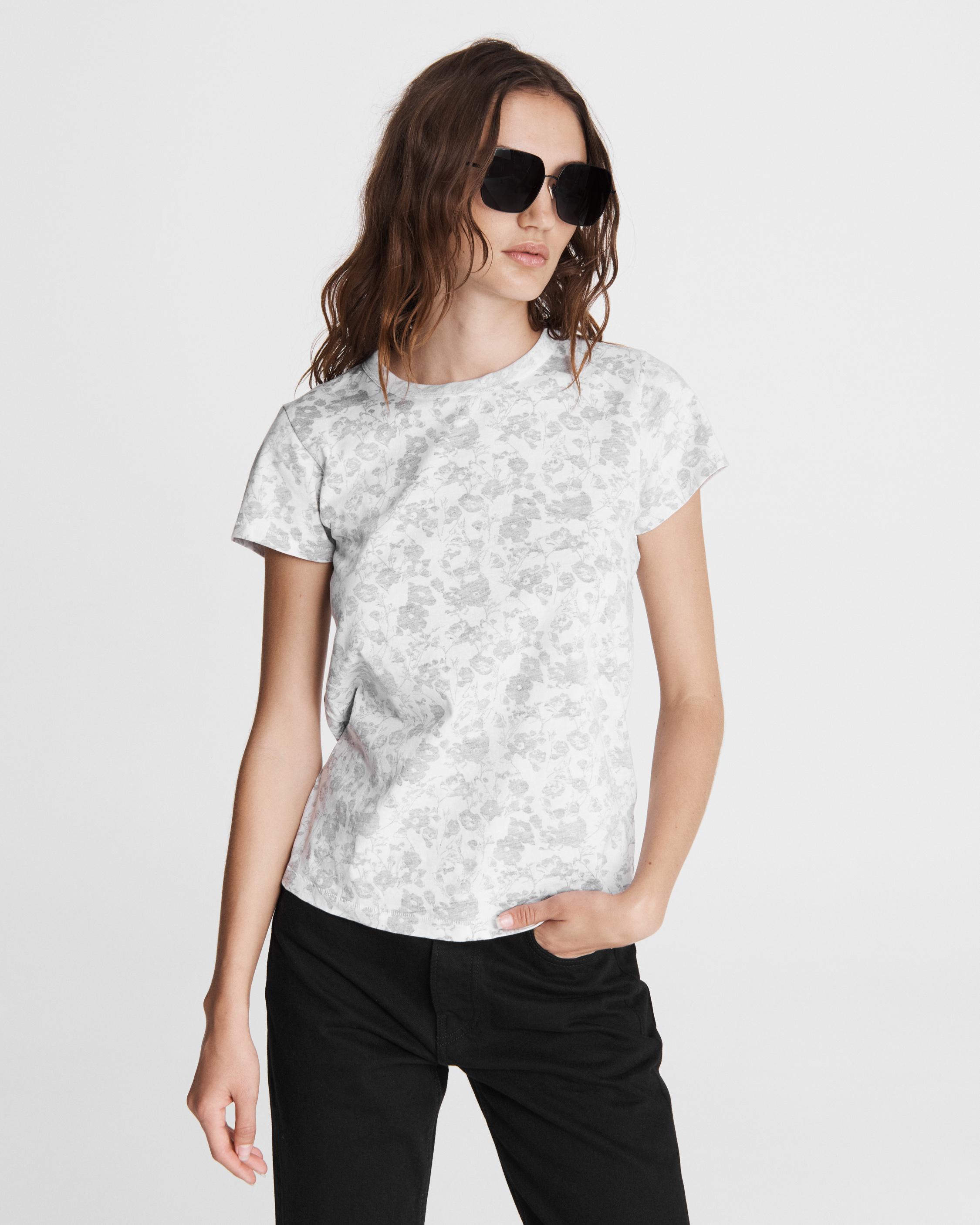 All Over Dark Poppy Cotton Tee | rag & bone