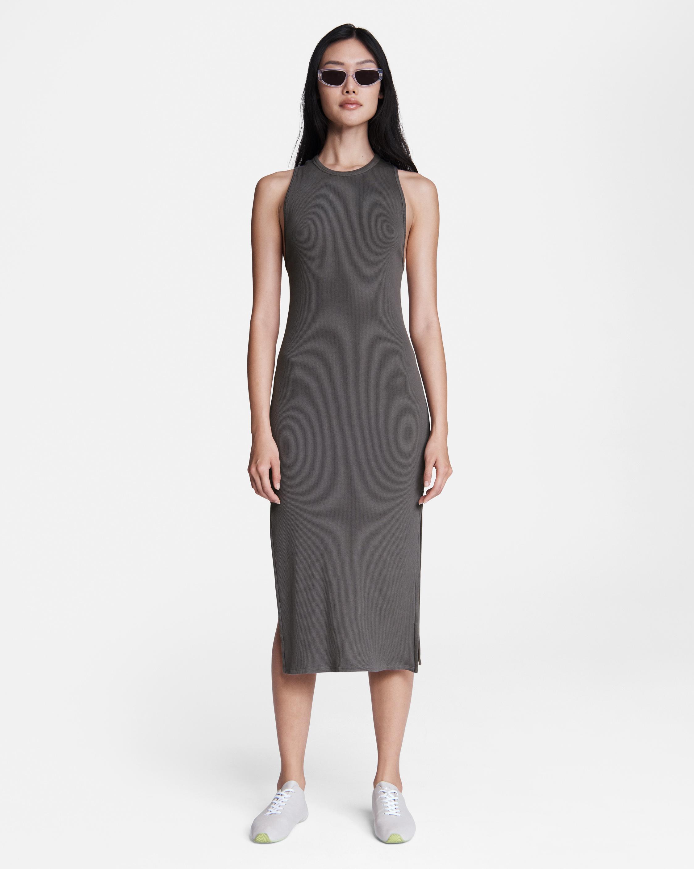 The Essential Rib Midi Muscle Dress - Grey Paver | rag & bone