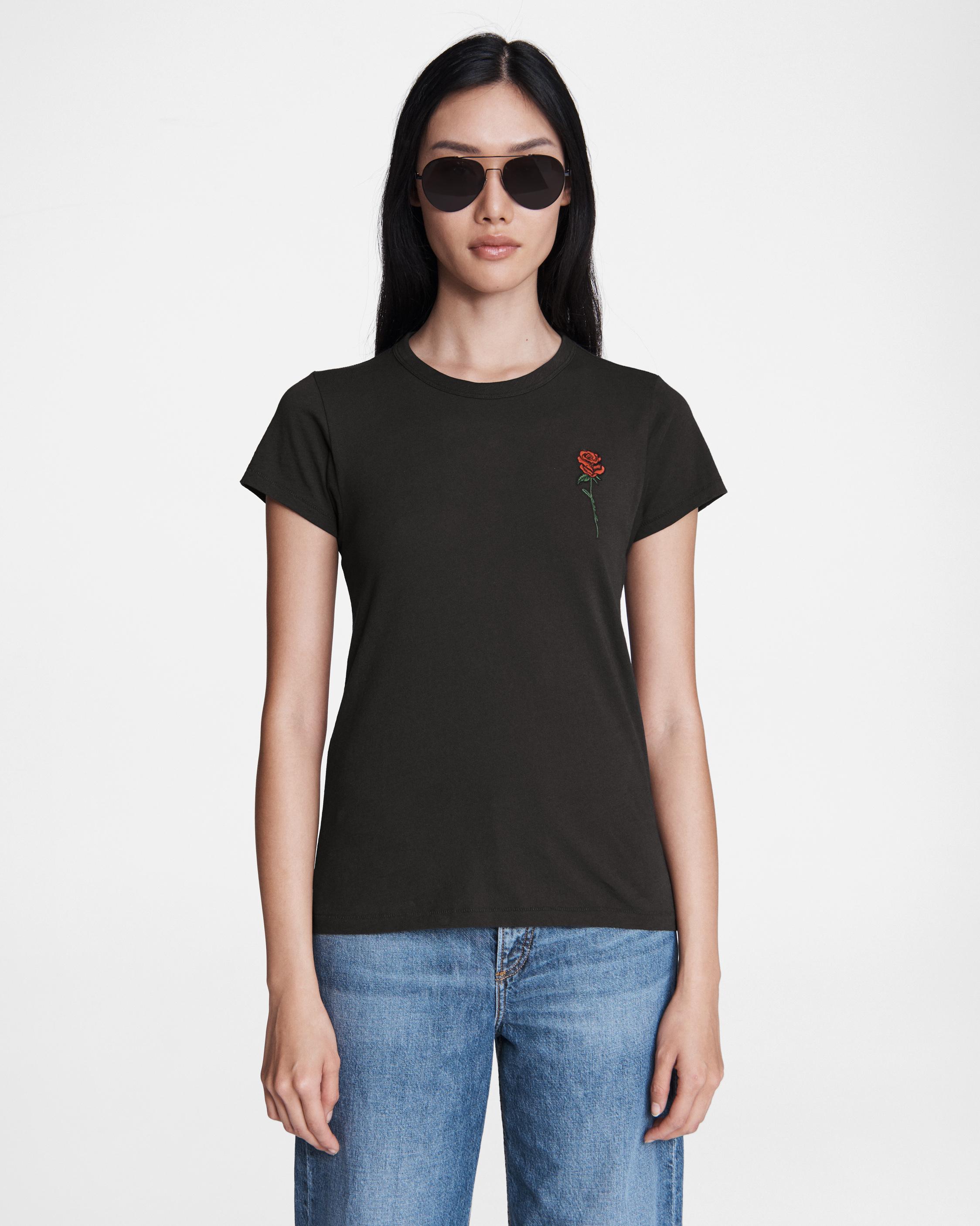 Rose Script Jersey Tee - Black | rag & bone
