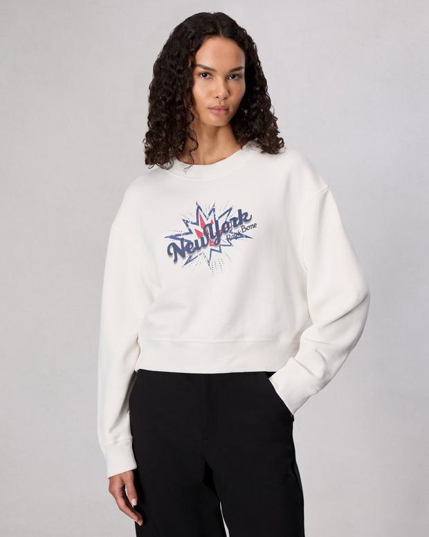 New York Terry Sweatshirt - Ivory Multi | rag & bone sale New York Terry Sweatshirt - Ivory Multi | rag & bone sale