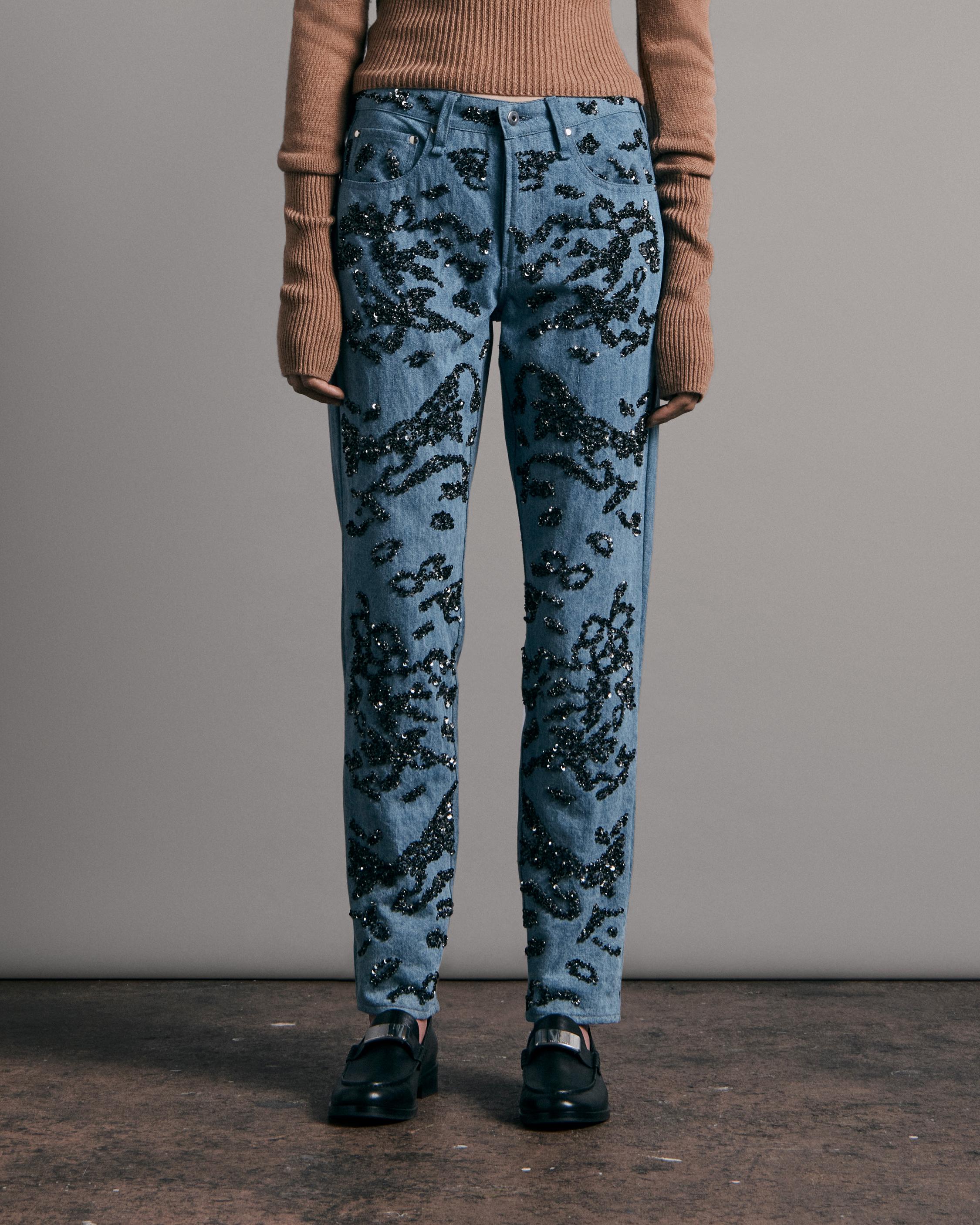 Rosa Mid-Rise Boyfriend - Sequin - Blue Denim | rag & bone