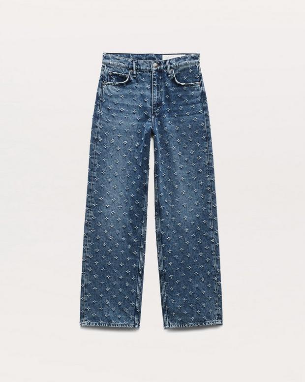 Shea Textured Ankle-Length Relaxed Straight Jeans - Vintage Shea Textured Ankle-Length Relaxed Straight Jeans - Vintage