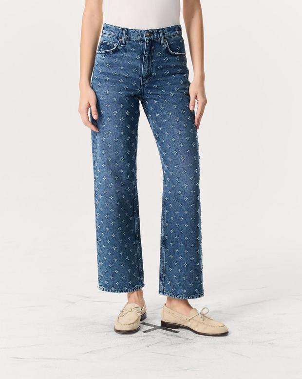 Shea Textured Ankle-Length Relaxed Straight Jeans - Vintage Shea Textured Ankle-Length Relaxed Straight Jeans - Vintage