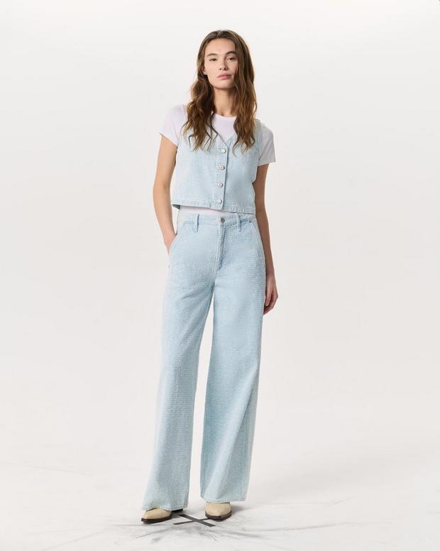 Tailored Sofie Textured Wide-Leg Jeans - Sky Blue Tweed Tailored Sofie Textured Wide-Leg Jeans - Sky Blue Tweed