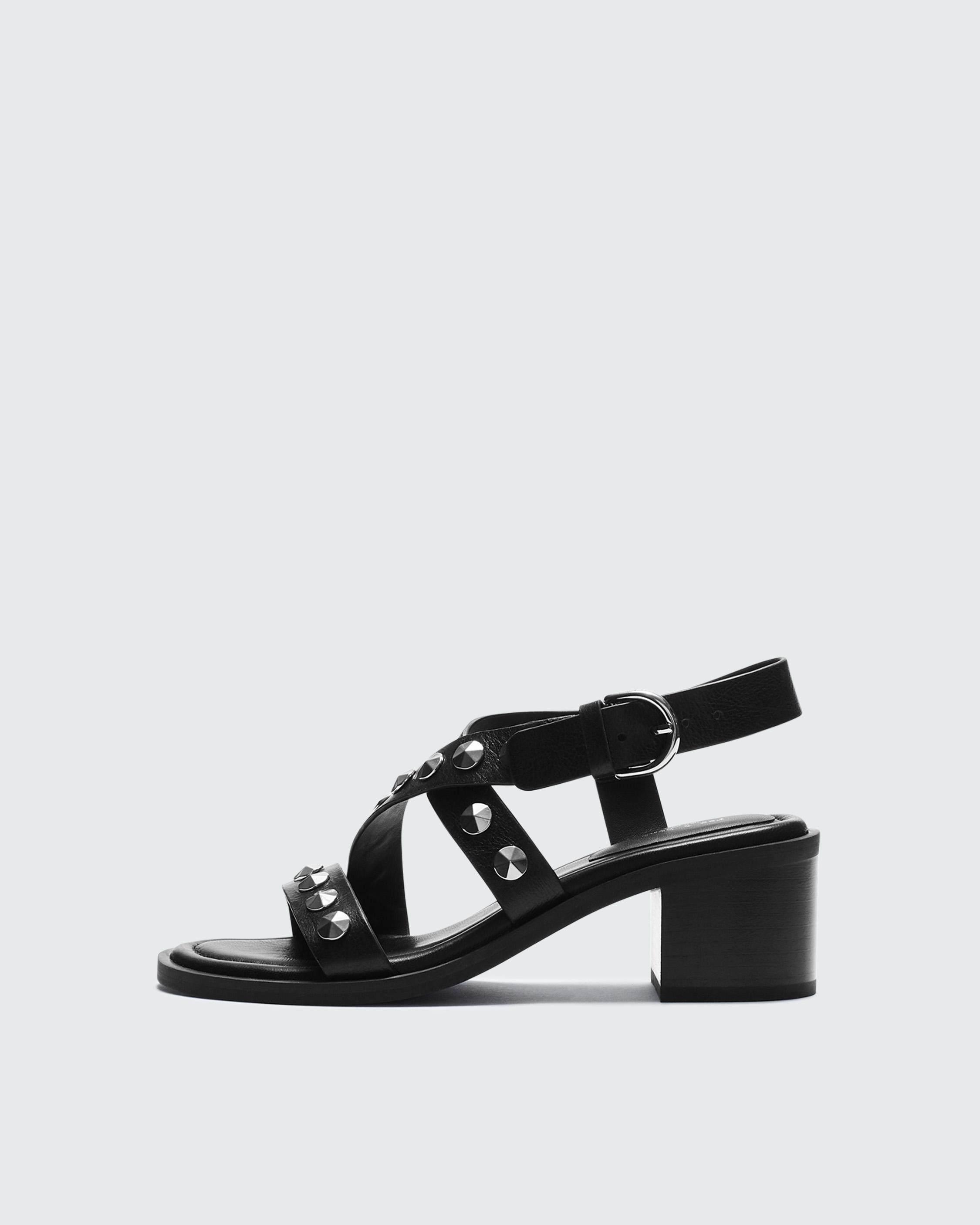 Geo Studded Block Heel - Leather - Black | rag & bone