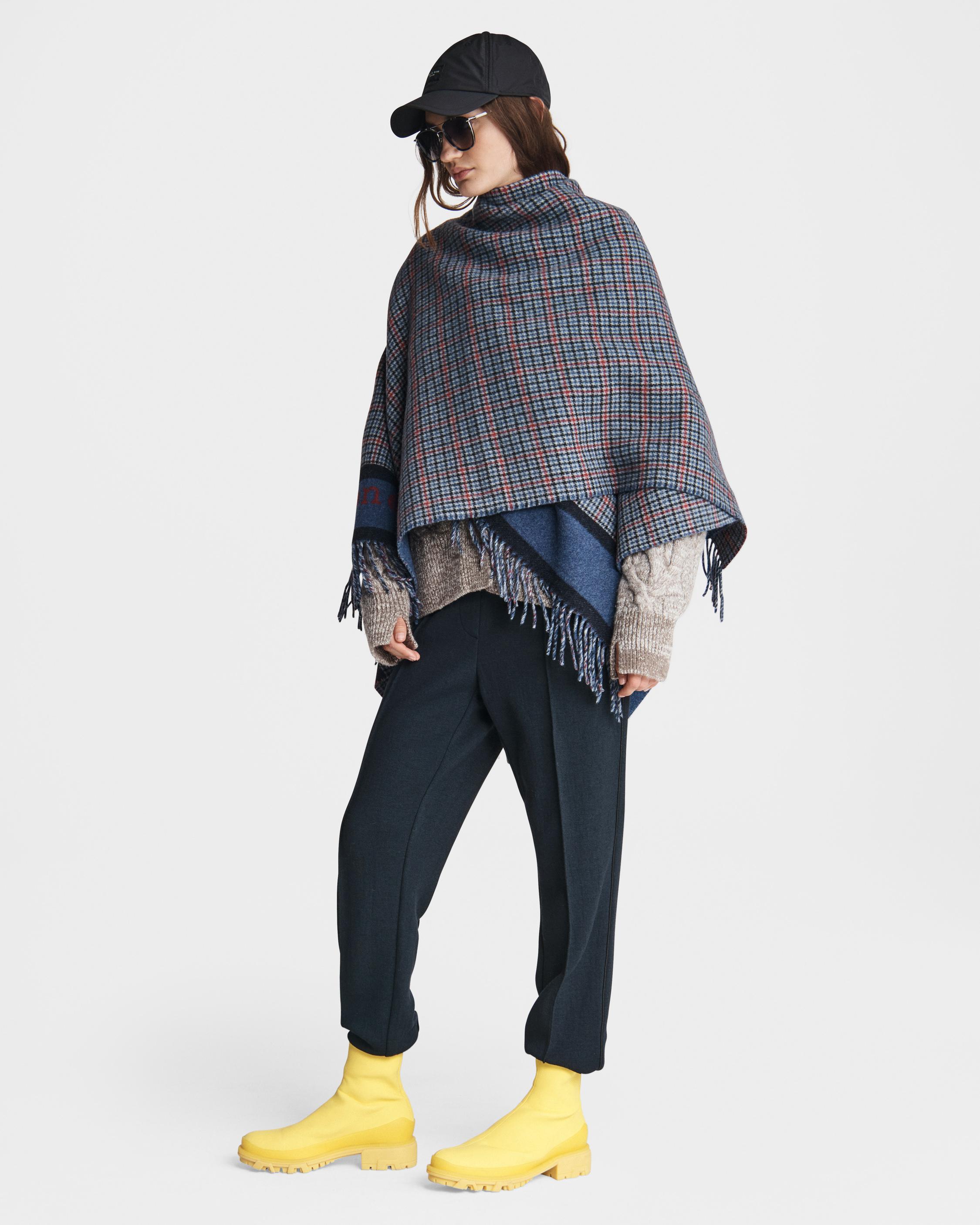 Wilshire Reversible Wool Poncho - Charcoal Multi | rag & bone