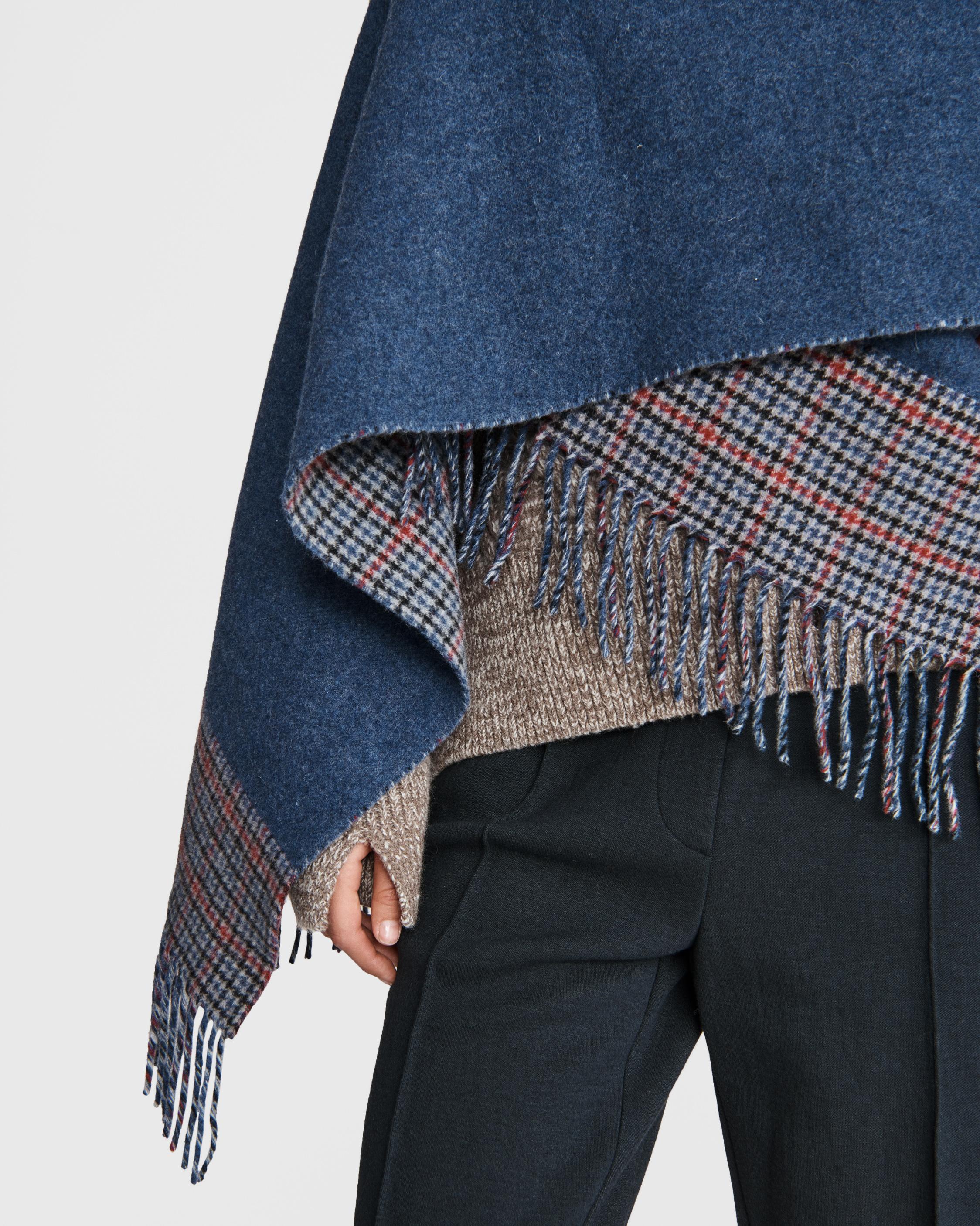Wilshire Reversible Wool Poncho - Charcoal Multi | rag & bone