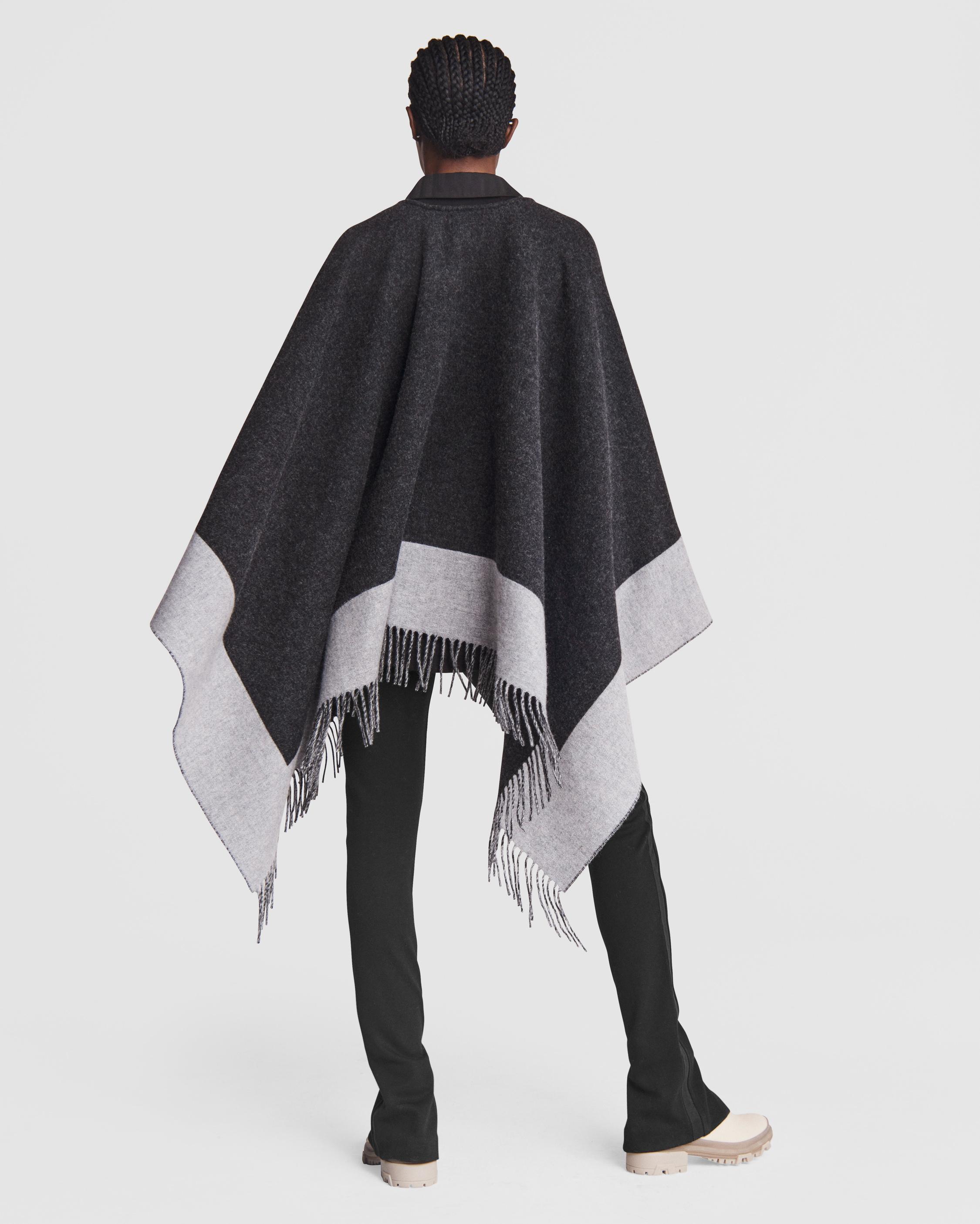 Highlands Reversible Wool Poncho - Charcoal | rag & bone