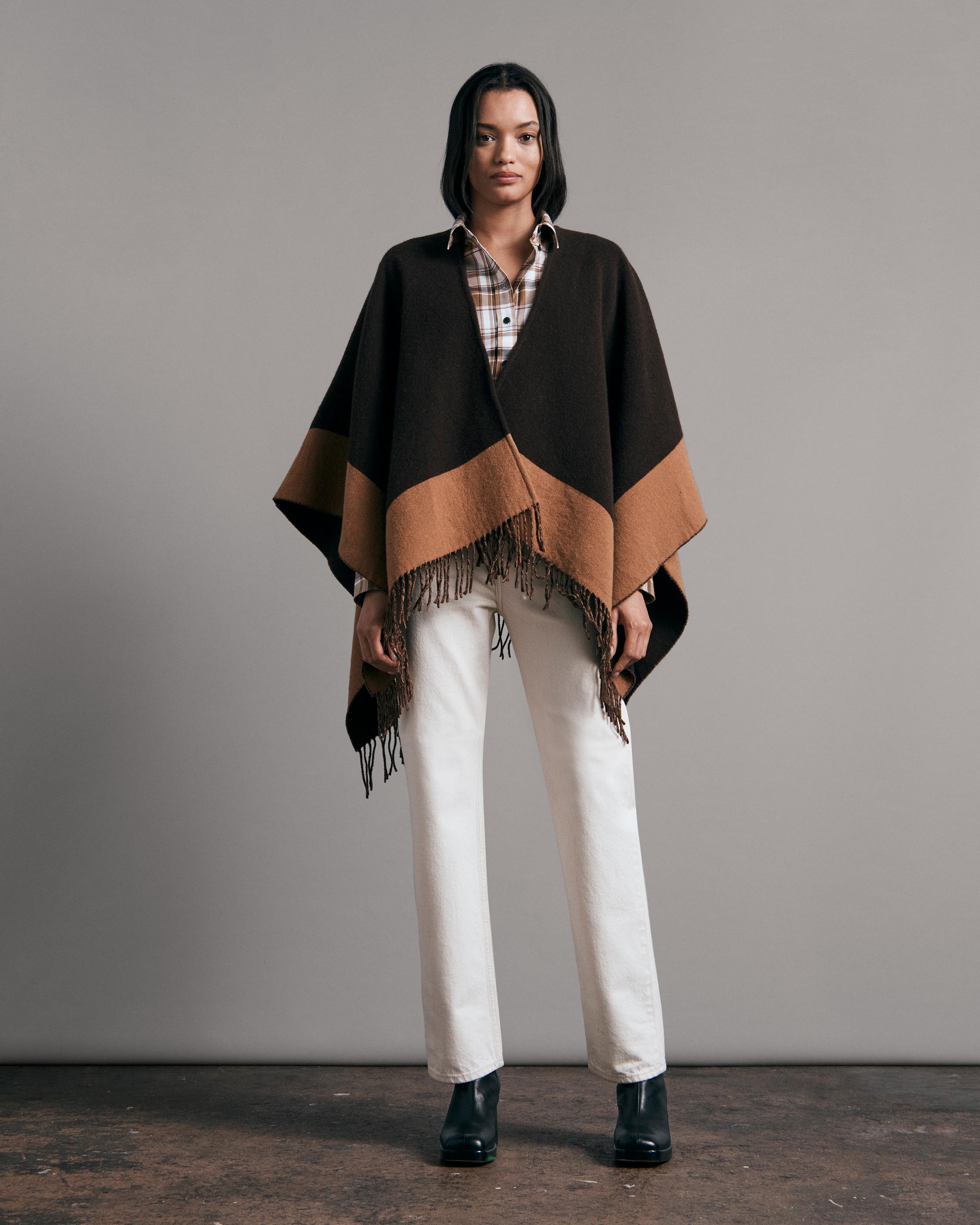 Highlands Wool Reversible Poncho | rag & bone