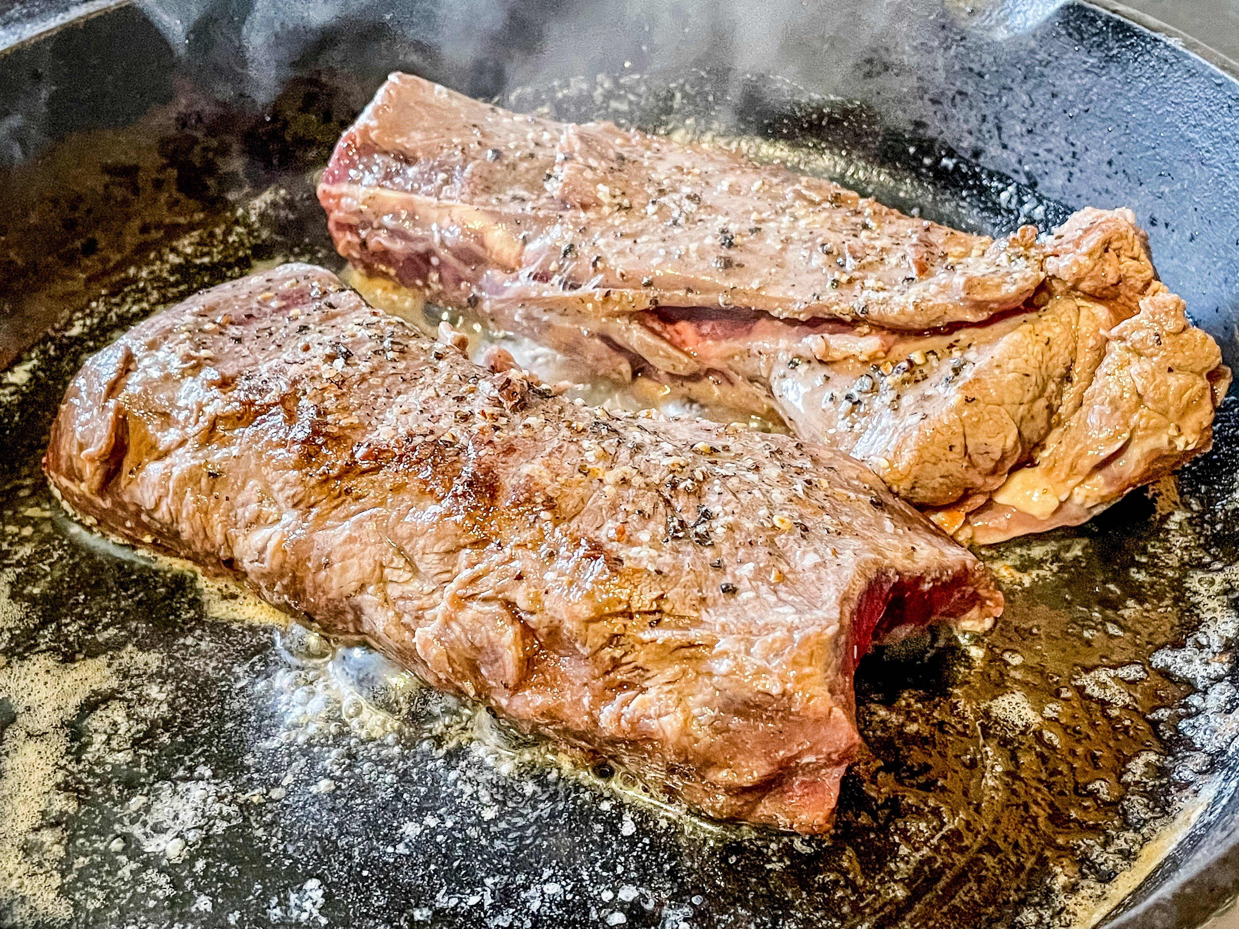 Backstrap Steak Frites with Creamy Peppercorn Bourbon Sauce - Realtree Camo