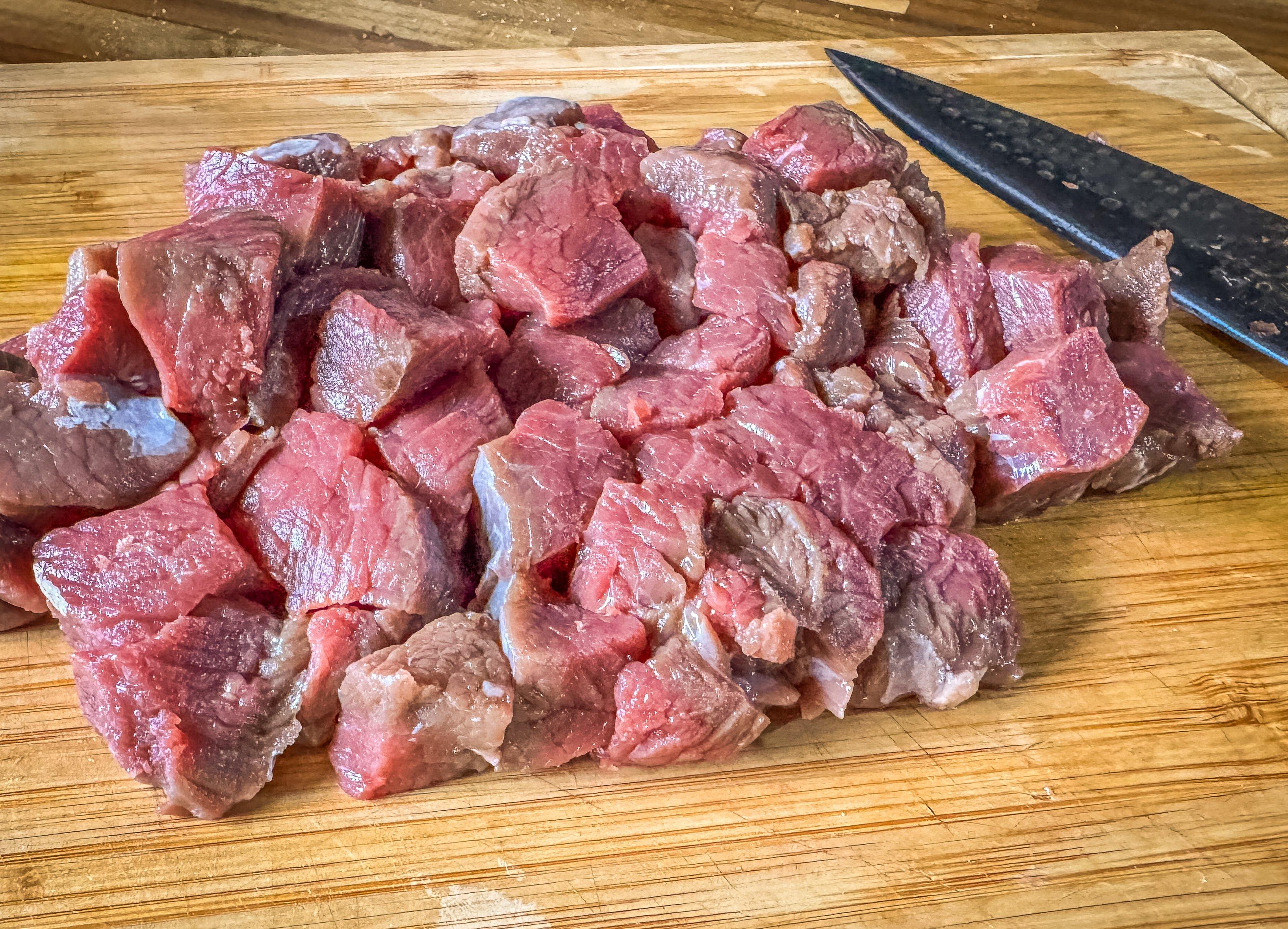 Venison Steak Tips and Noodles with Mushroom Gravy - Realtree Camo