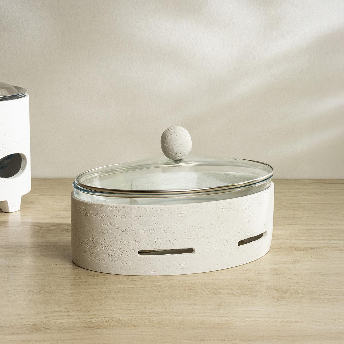Round Food Warmer White 37X26 cm in Kuwait | Buy Online | safathome.com