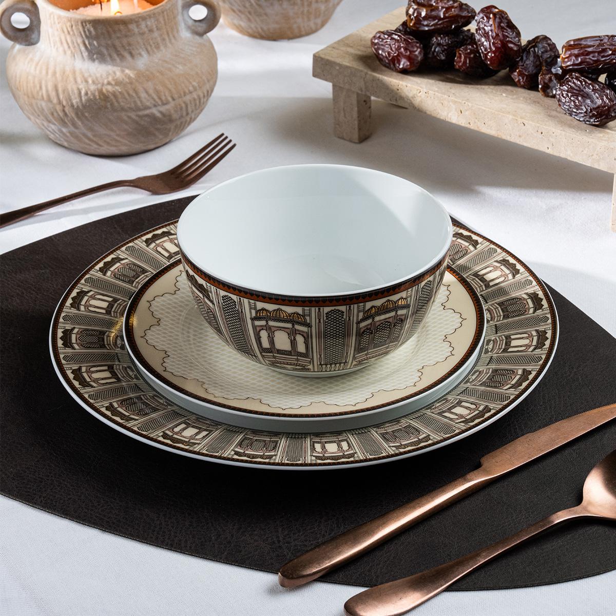 Mashrabiya Porcelain Dinner Set 18Pcs Brown in Kuwait | Buy Online ...