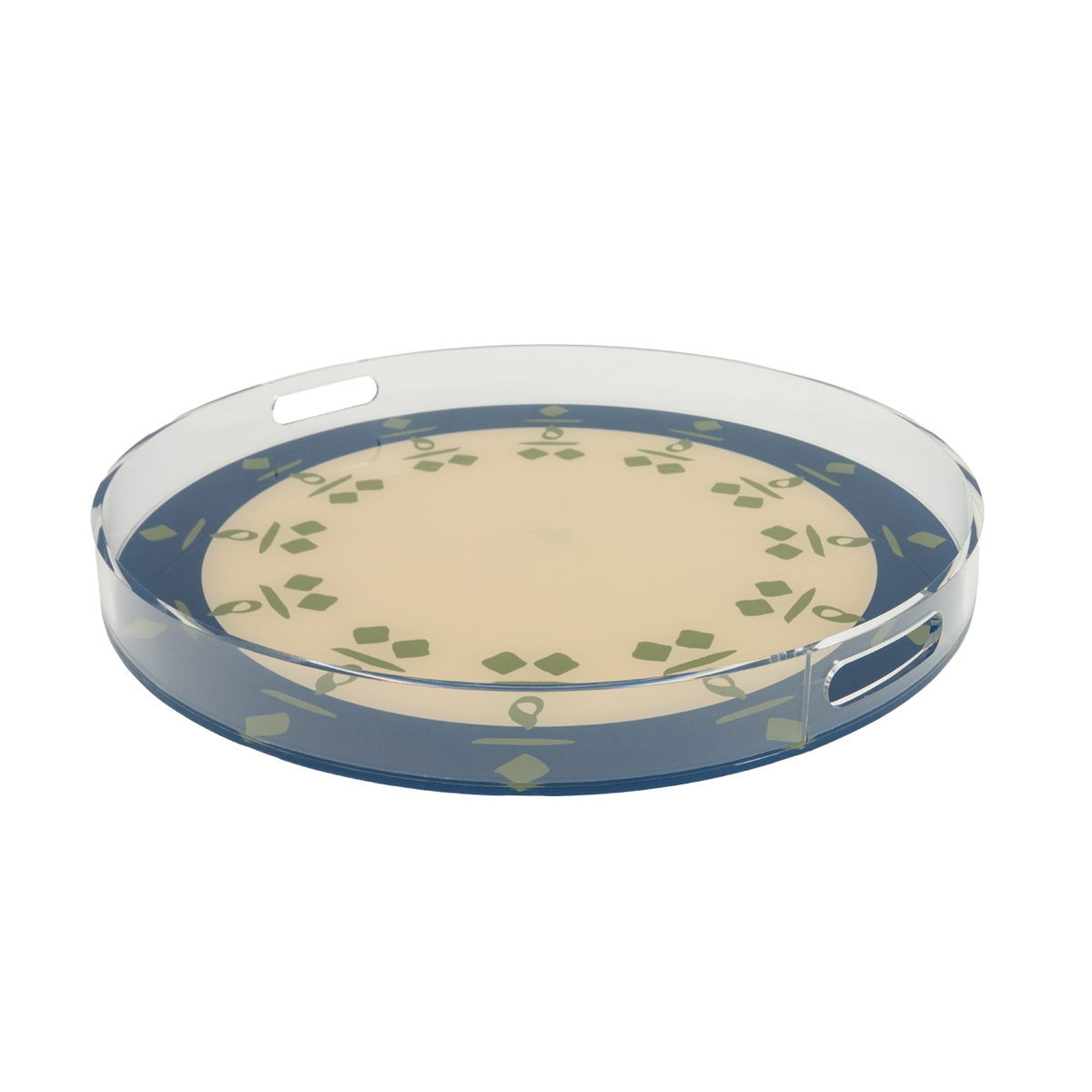 Lines Acrylic Tray Cream/Blue 45 cm in Kuwait | Buy Online | safathome.com