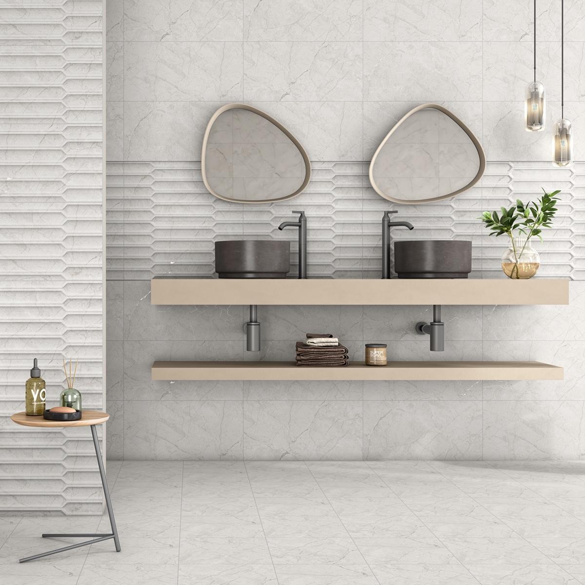 Chevron Ceramic Wall Tile Grey 30X60 cm in Kuwait | Buy Online ...