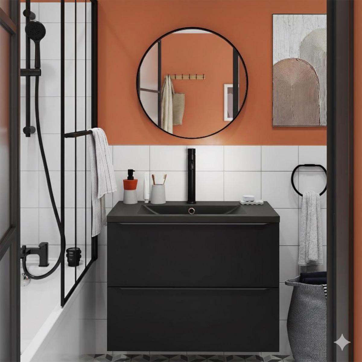Imandra Bathroom Cabinet Black 80 cm in Kuwait | Buy Online | safathome.com