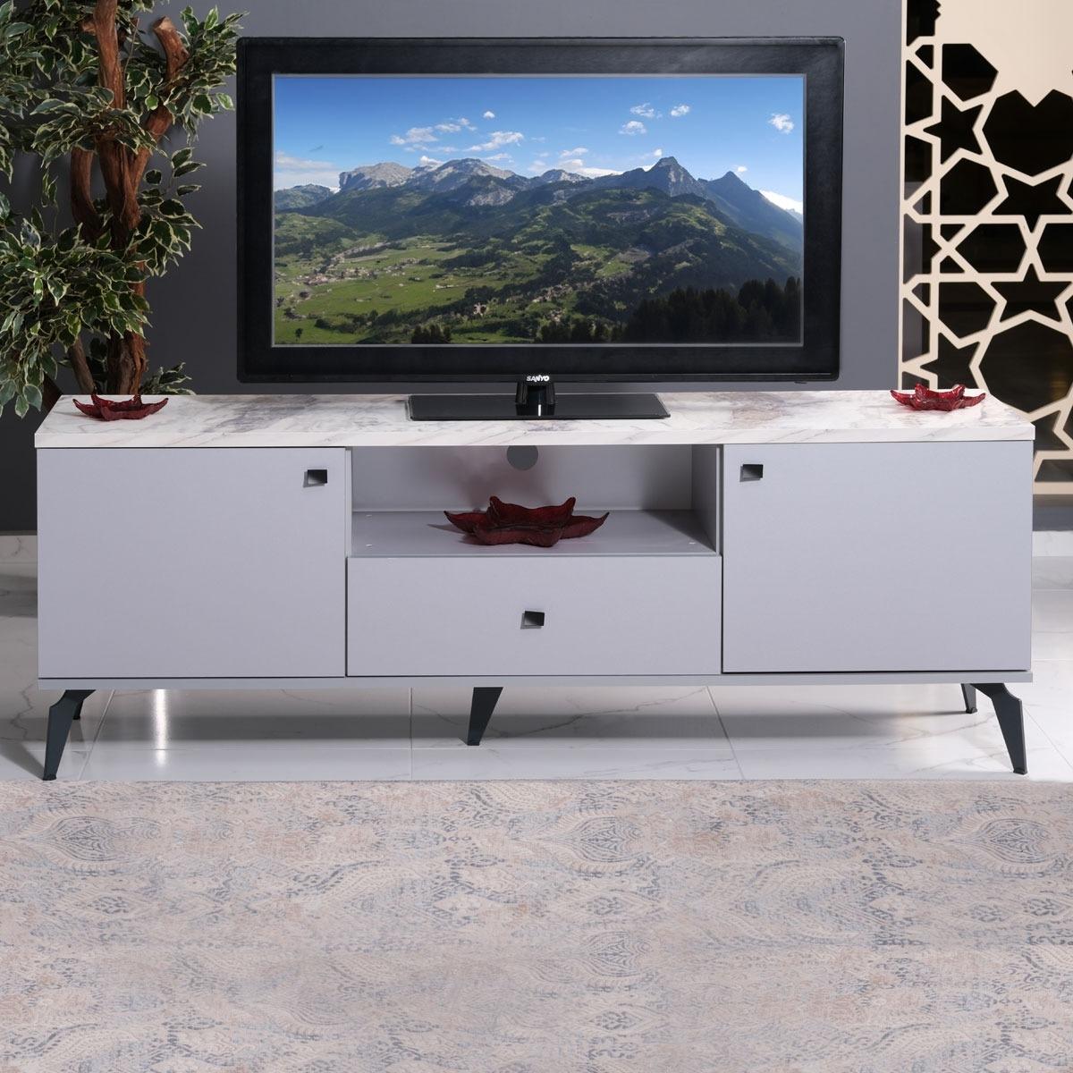Barley TV Unit Marble/Grey in Kuwait | Buy Online | safathome.com