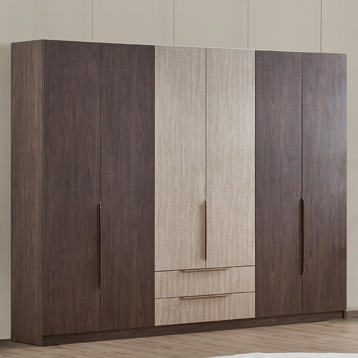 Barsa 6-Door Wardrobe Walnut/Beige in Kuwait | Buy Online | safathome.com
