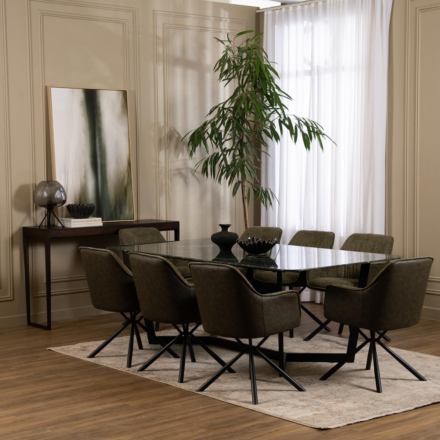 Pedro 8 Seater Dining Table Black/Green in Kuwait | Buy Online ...