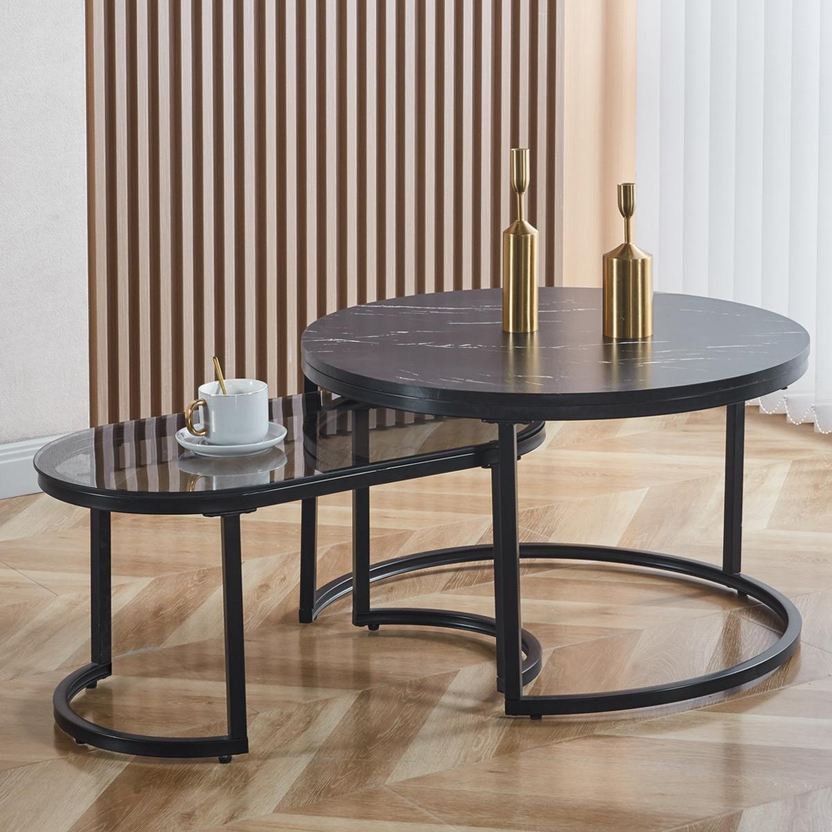 Tasha Coffee Table Set 2Pcs Black in Kuwait | Buy Online | safathome.com
