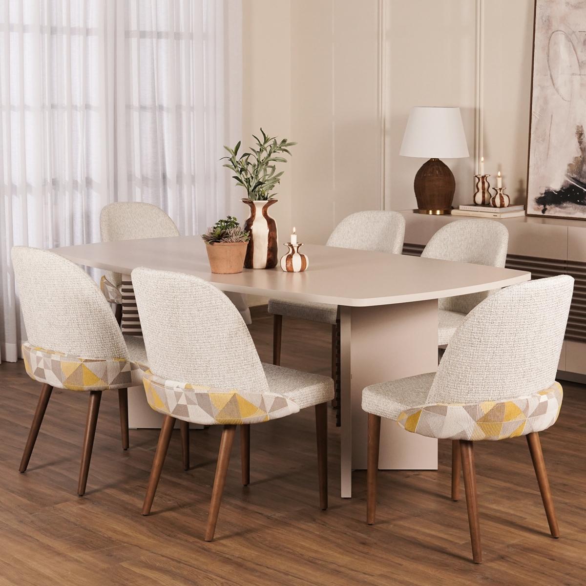 Amani 6 Seater Dining Table Cream/Walnut in Kuwait | Buy Online ...