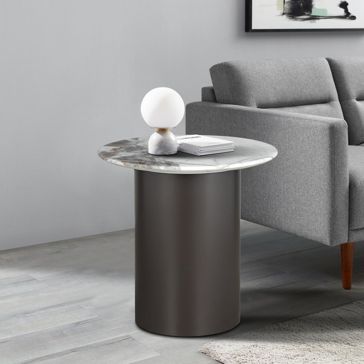 Lora End Table Marble/Matt Black in Kuwait | Buy Online | safathome.com