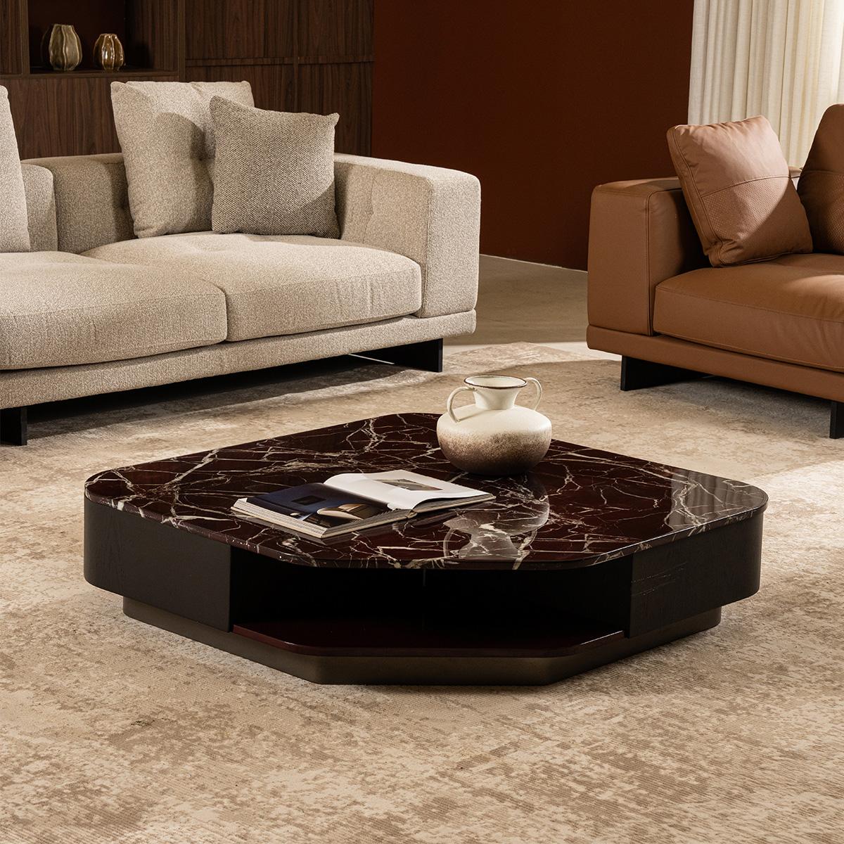 Hana Coffee Table Red Marble in Kuwait | Buy Online | safathome.com