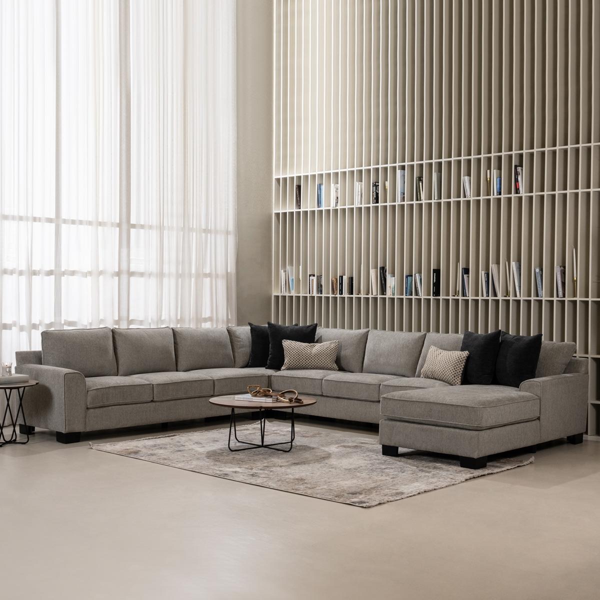 Drew Corner Sofa with Right Chaise Lounge Light Grey in Kuwait | Buy Online | safathome.com