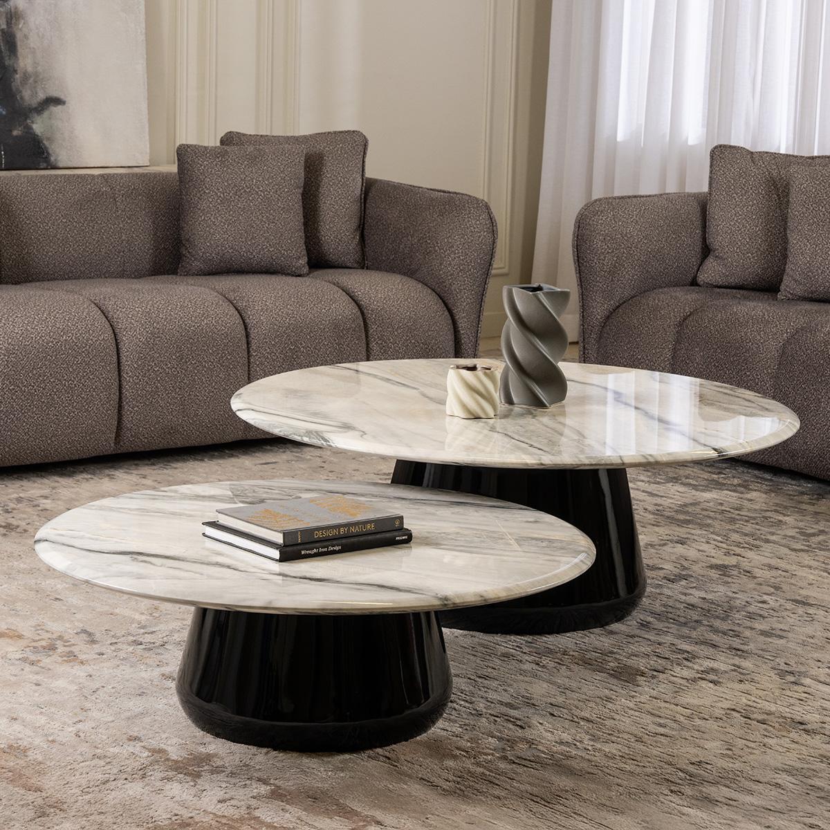 Selena 2 Coffee Table Set (Small + Big) Grey/Black in Kuwait | Buy ...