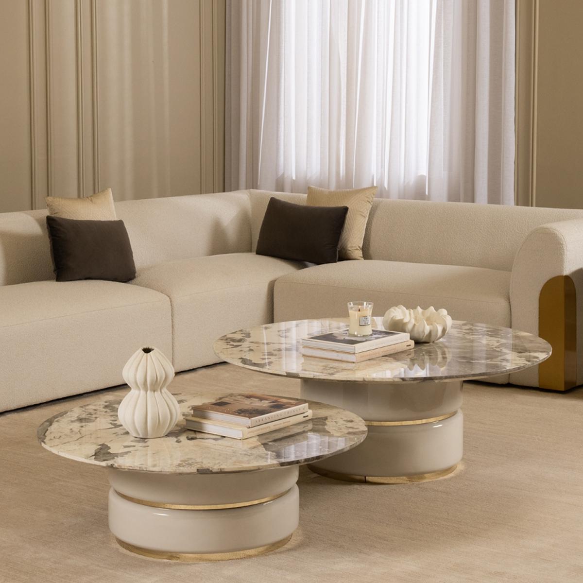 Aline 2 Coffee Tables (Big + Small) White/Grey in Kuwait | Buy Online ...