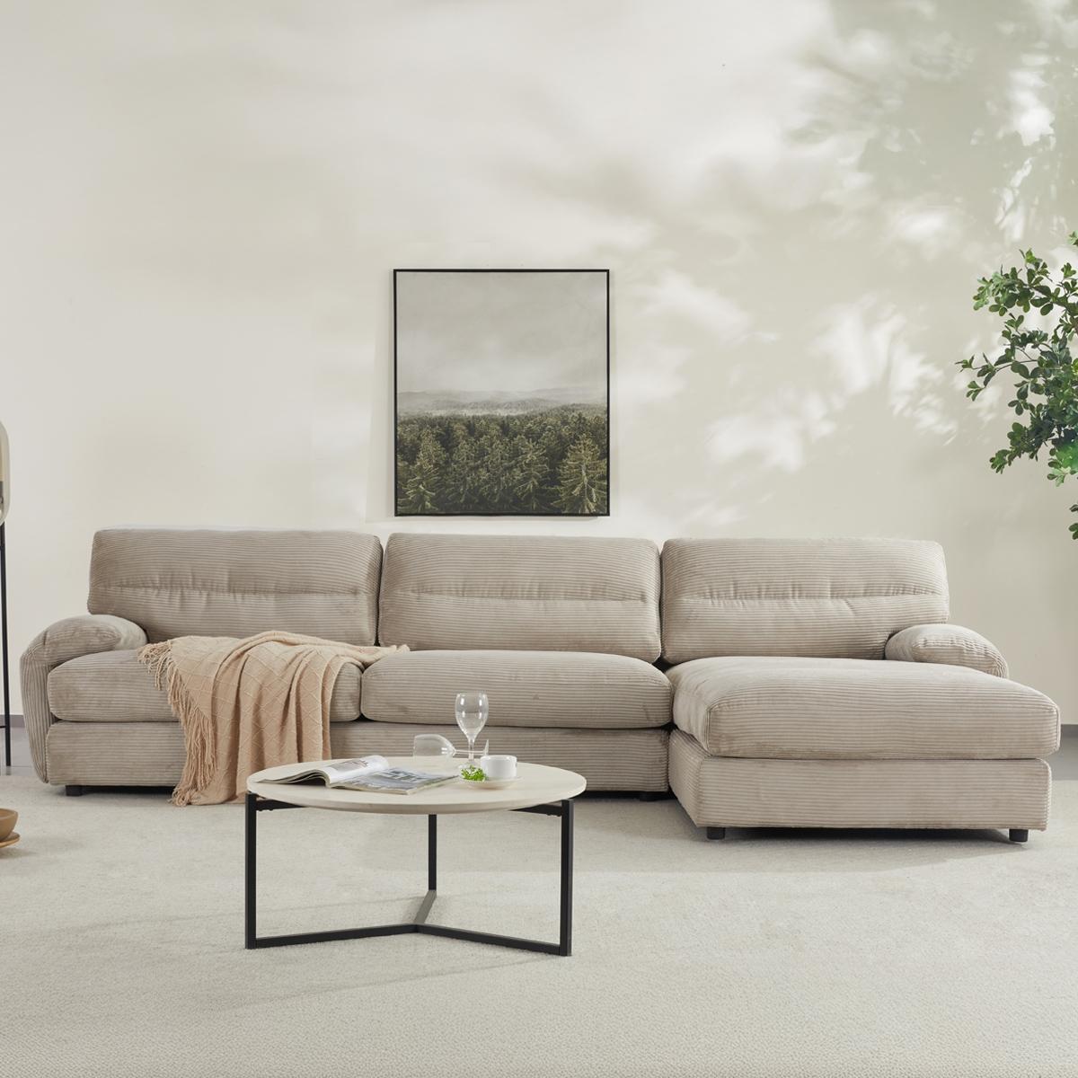 Reva 2 Seater Sofa with Right Chaise Lounge Grey in Kuwait | Buy Online ...