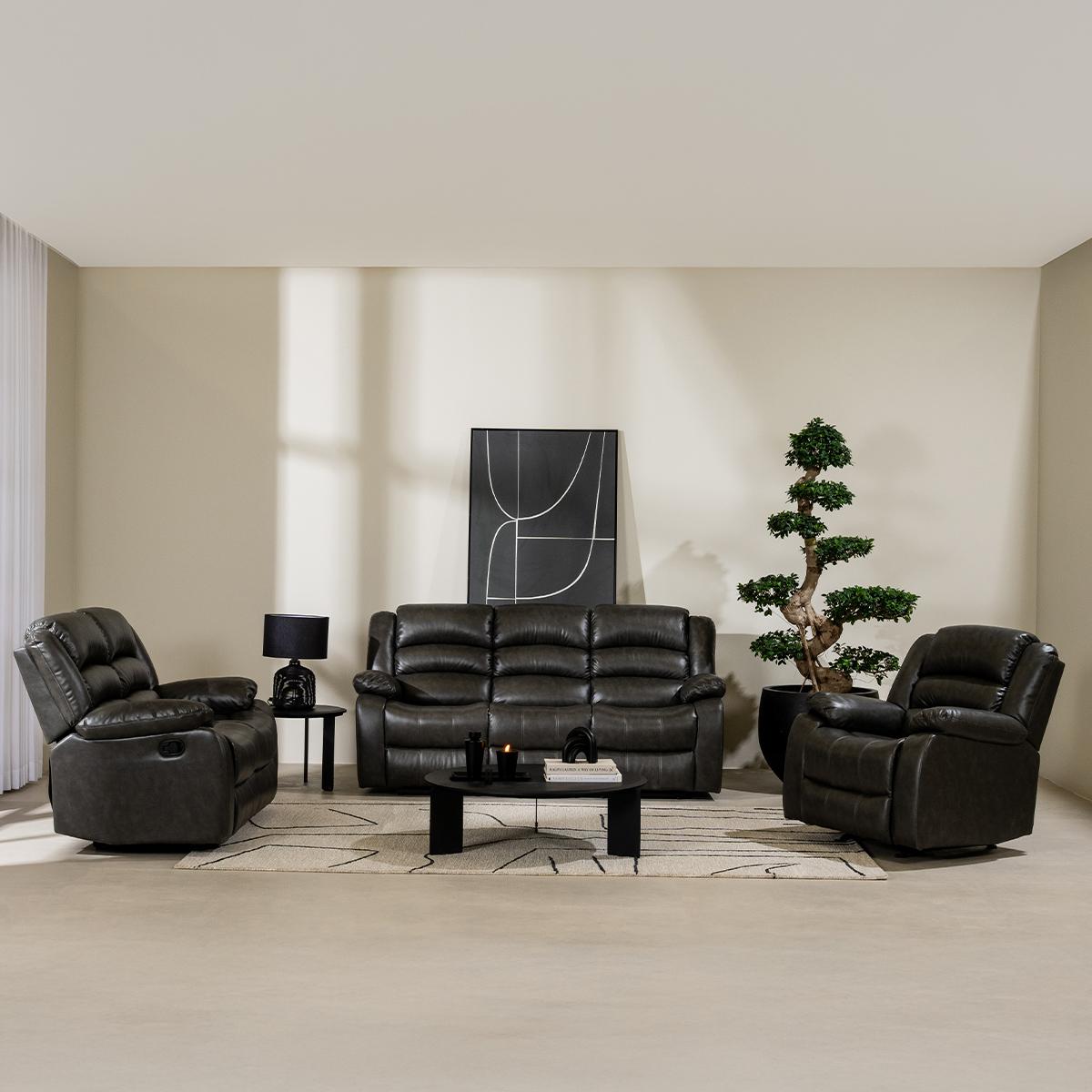 Matteo 3+2+1 Recliner Set Dark Grey in Kuwait | Buy Online | safathome.com