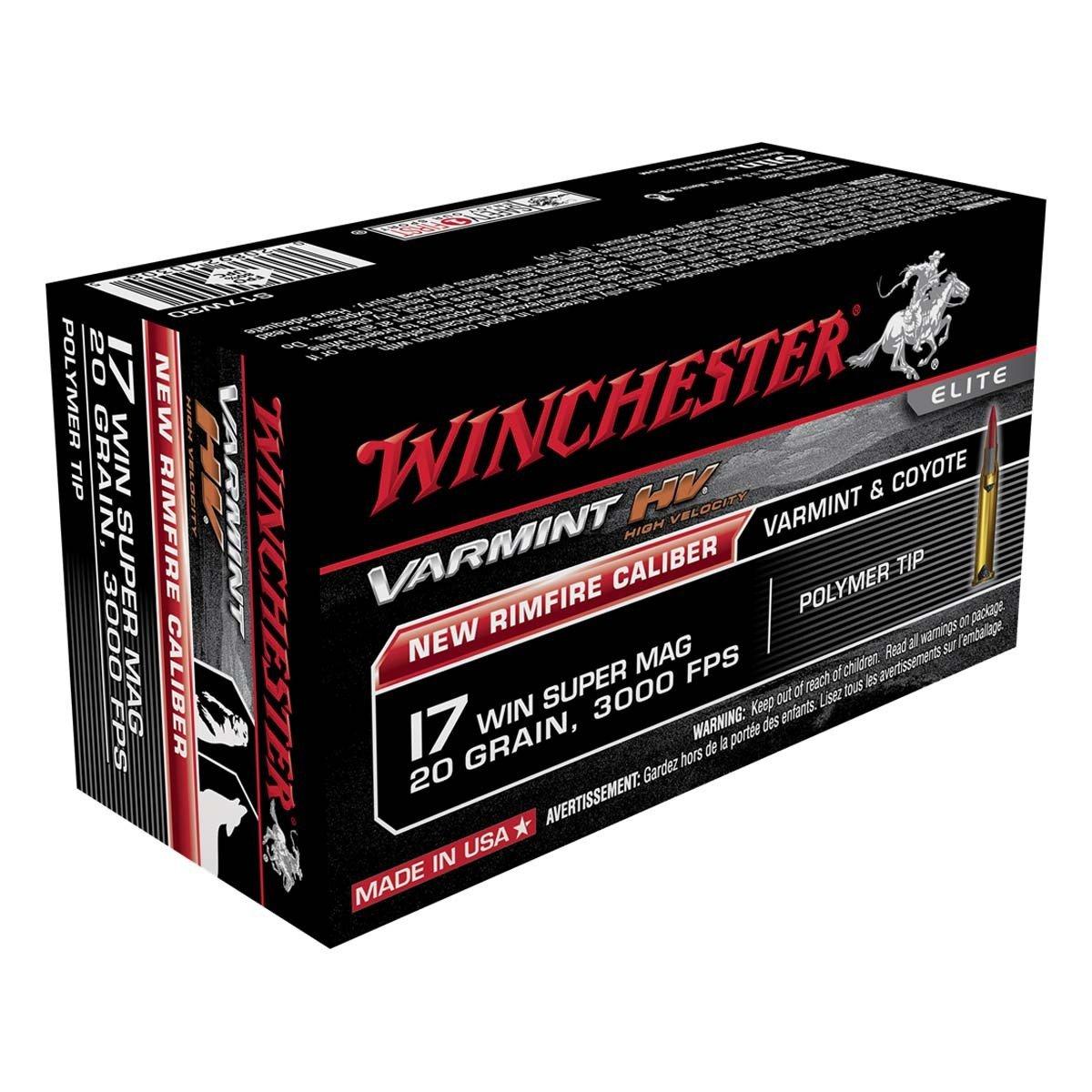 Winchester Varmint HV Polymer Tip 17 WSM Rimfire Ammunition 50 Round Box