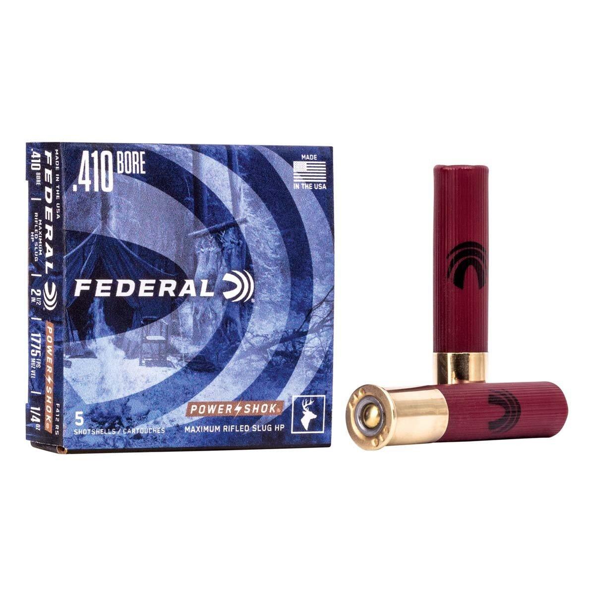 Federal Power-Shok Rifled Slug Bore 12 Gauge Shotshells 5 Round Box