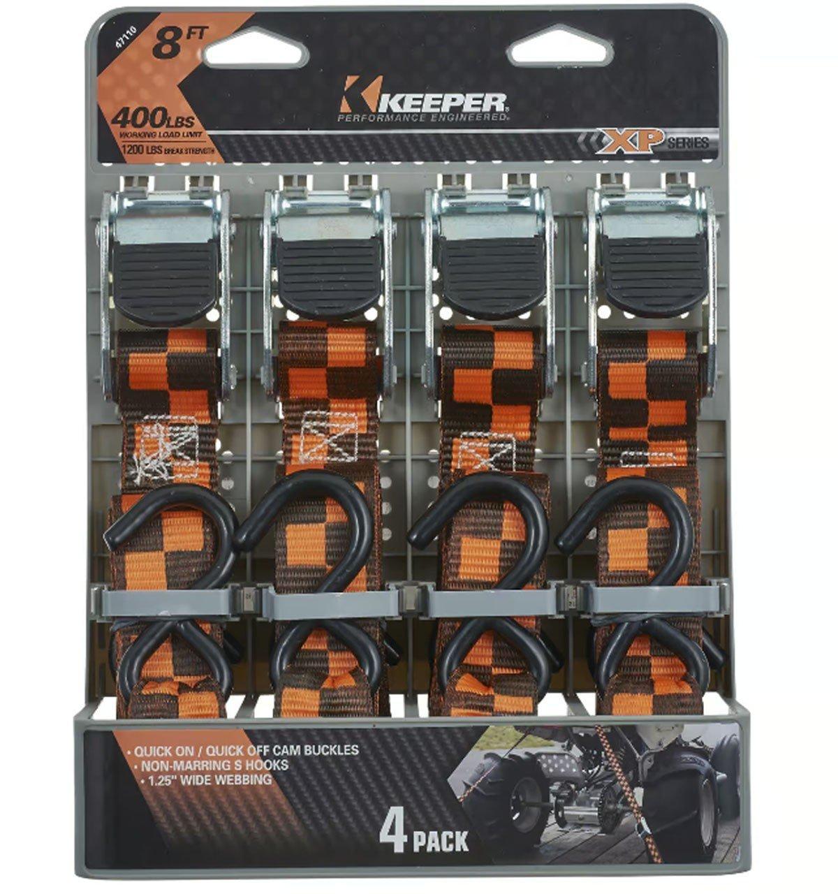 Keeper 1.25 in x 8 ft 400 lb Tie Down Strap - 4 Pack