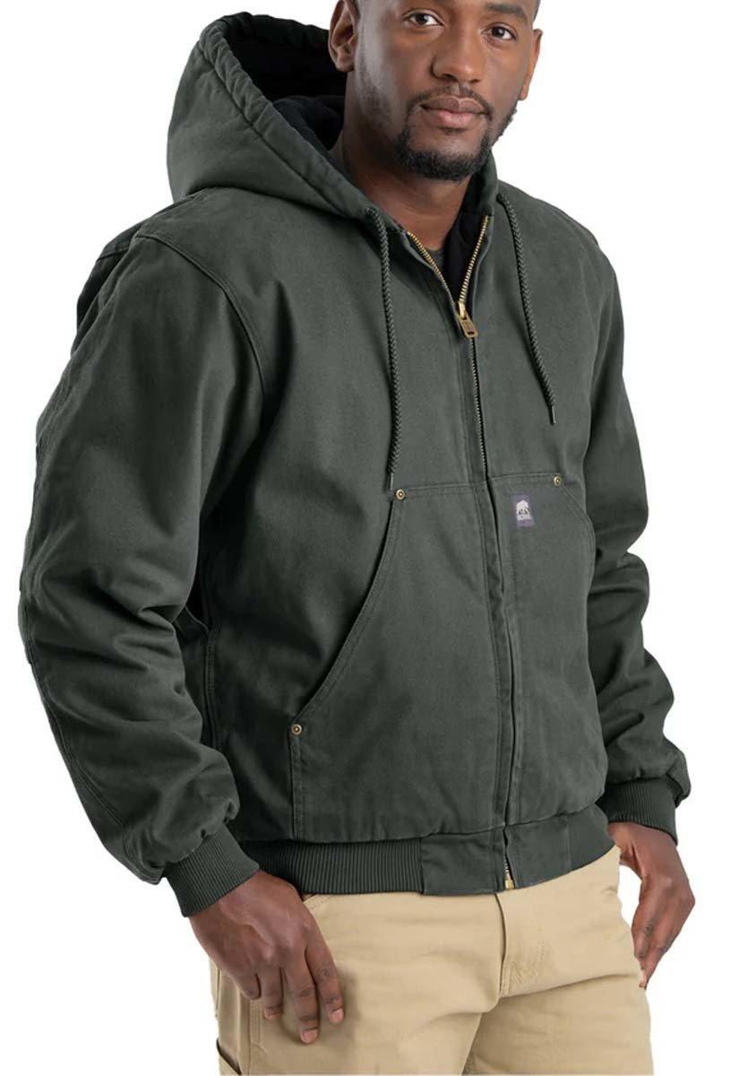 Men's Berne Apparel Heartland Washed Duck Hooded Canvas Jacket