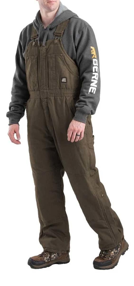 Men's Berne Apparel Heartland Washed Duck Insulated Bib Overall