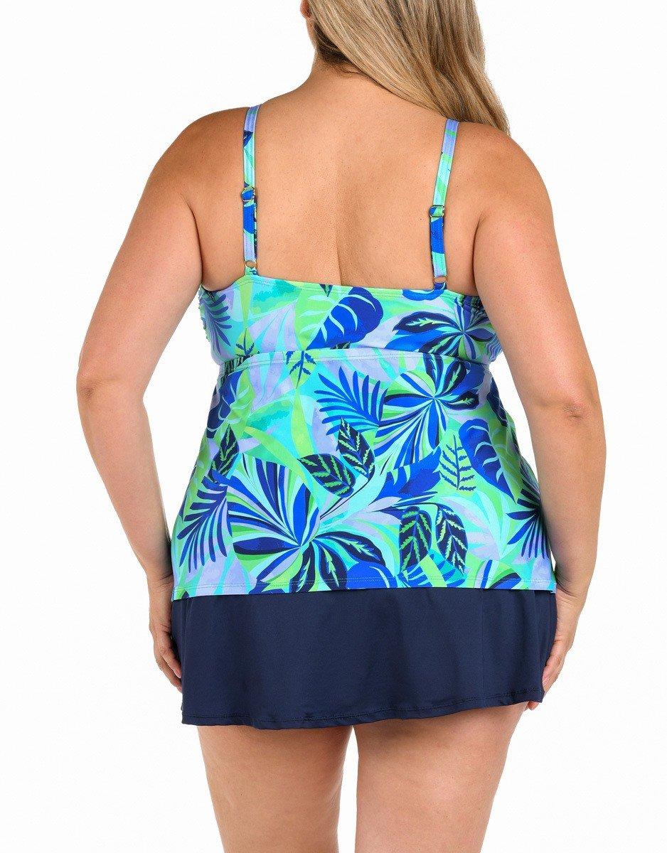 Women's 24th & Ocean Plus Size Strappy High Neck Swim Tankini