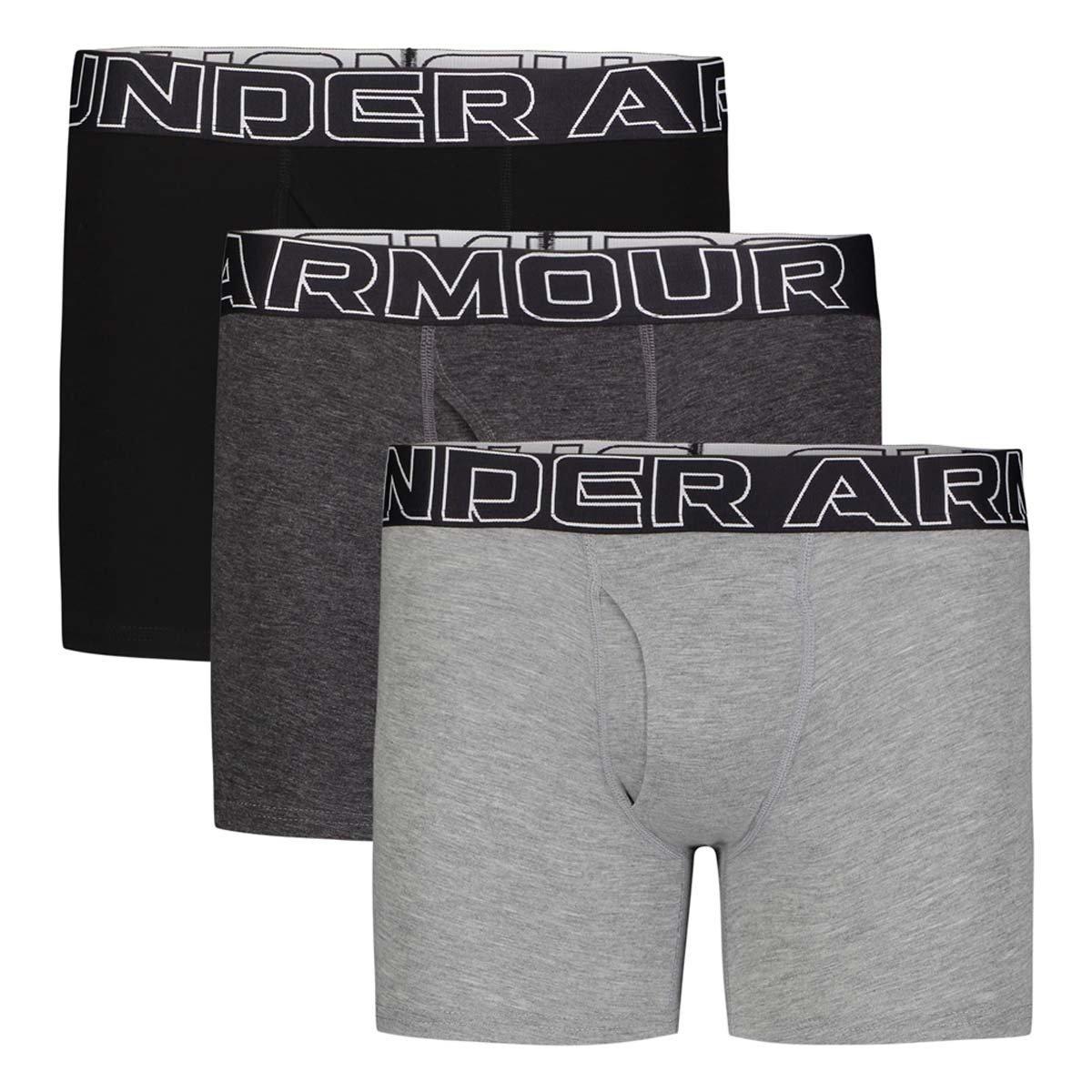 Boys' Under Armour Core Cotton 3 Pack Boxer Briefs