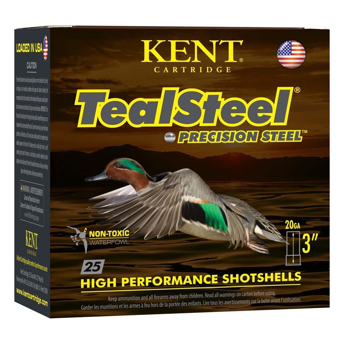 Kent Cartridge TealSteel Non-Toxic Waterfowl 20 Gauge Shotshells 25 ...