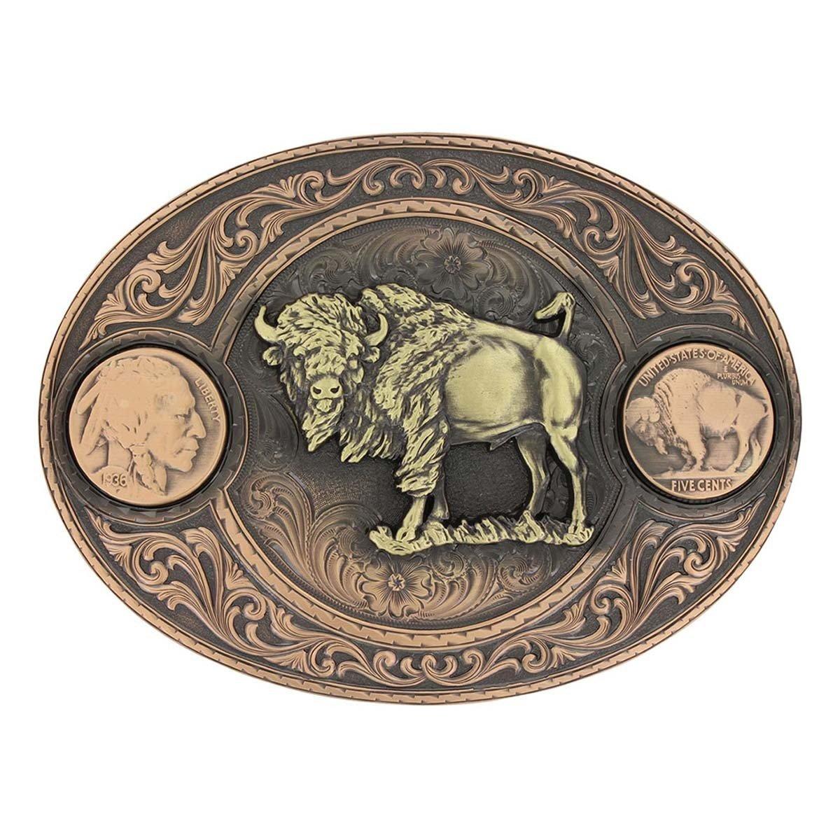 Montana Silversmiths Miner's Buffalo Indian Head Nickel Belt Buckle
