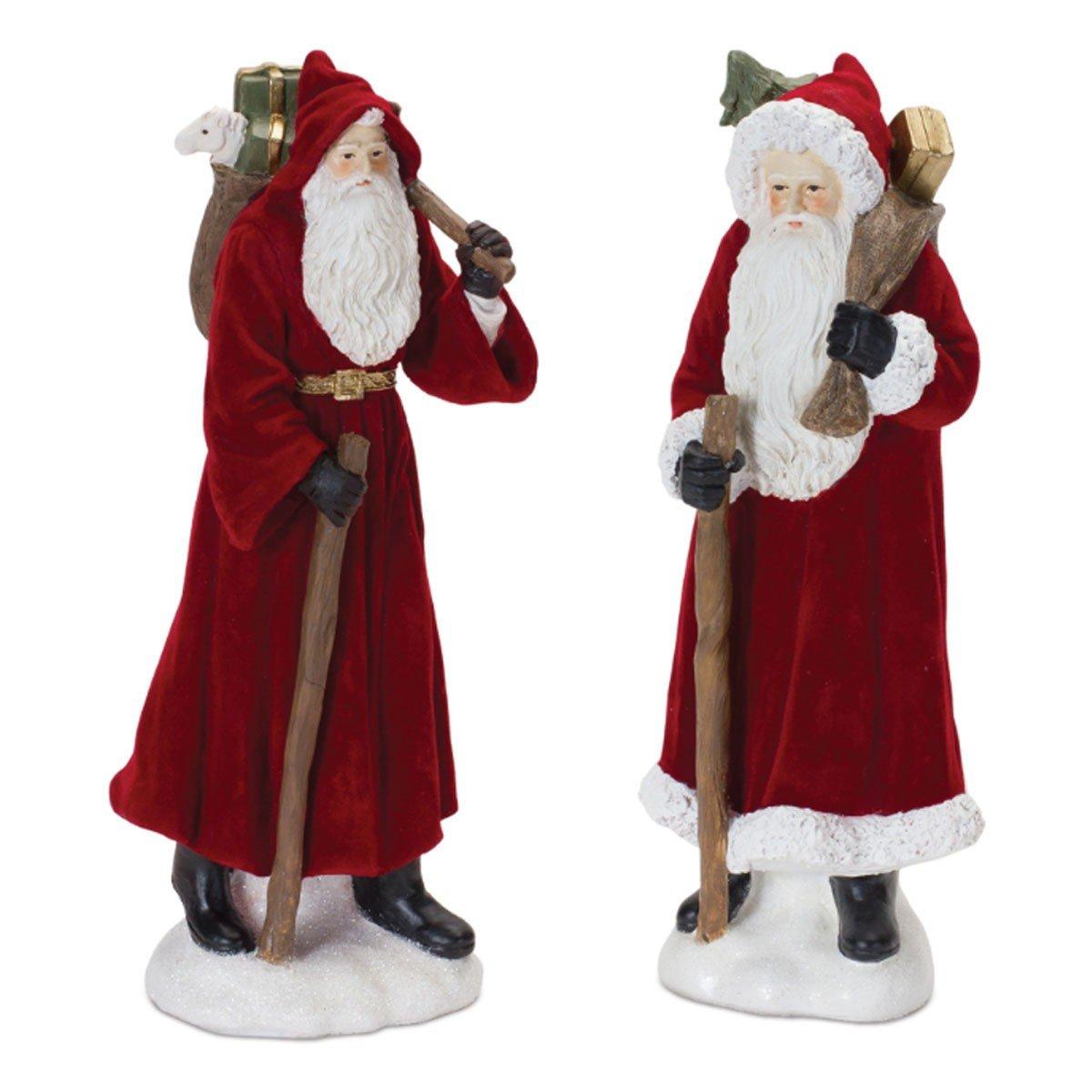 Melrose International 12"H Resin Santa (Set of 2)