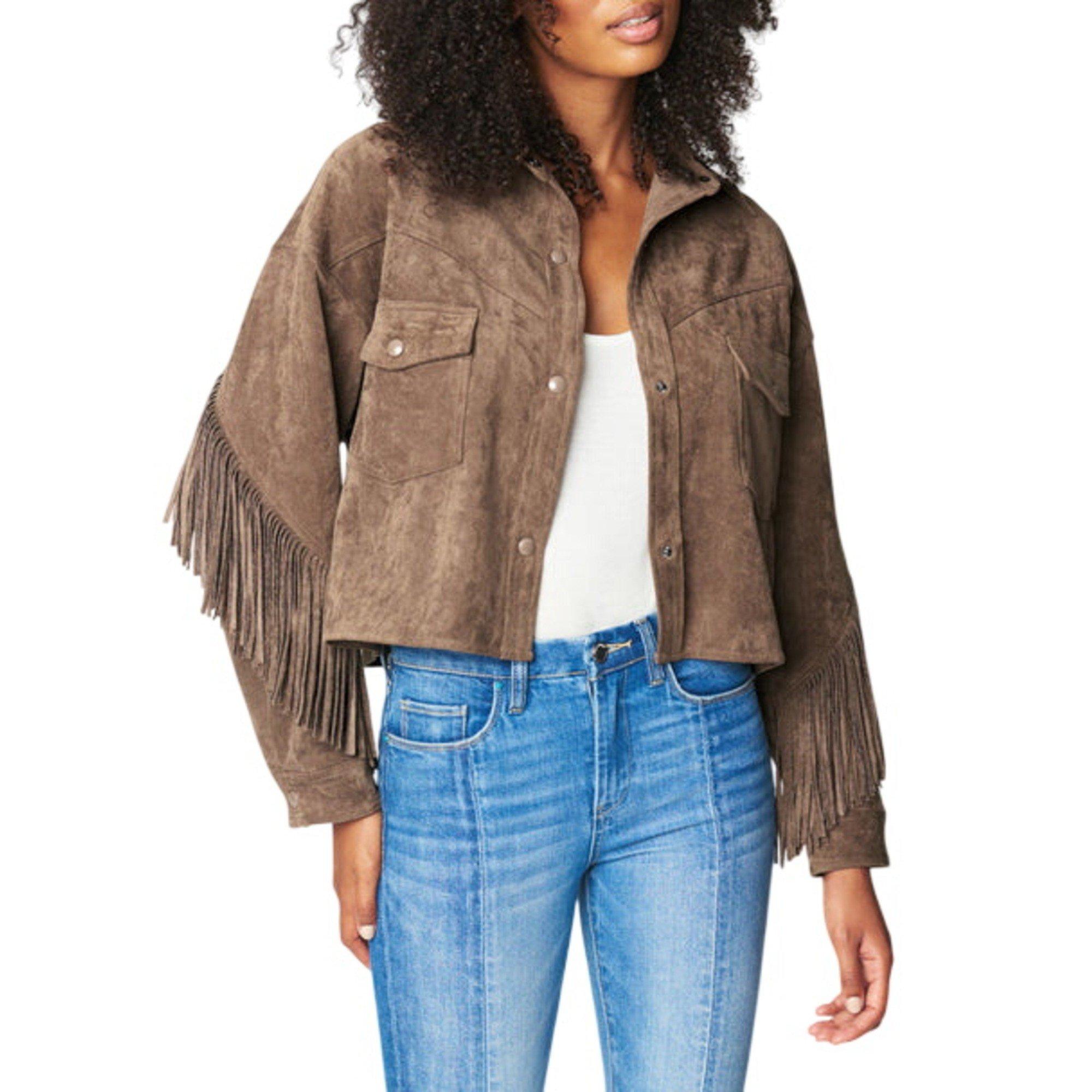 Women's Blank NYC Hot Cocoa Fringe Suede Cropped Jacket