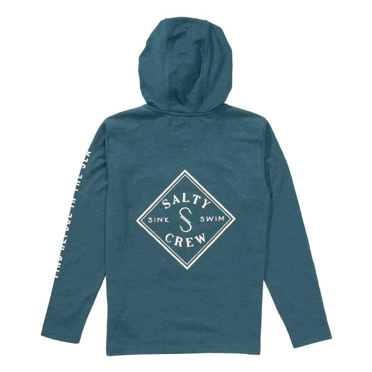 Men's Salty Crew Apex Perforated Logo Long Sleeve Hooded T-Shirt