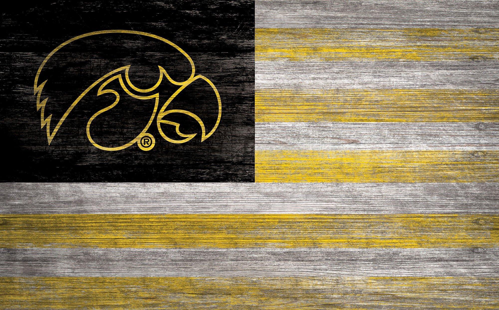 Fan Creations Iowa Hawkeyes Distressed Flag Sign